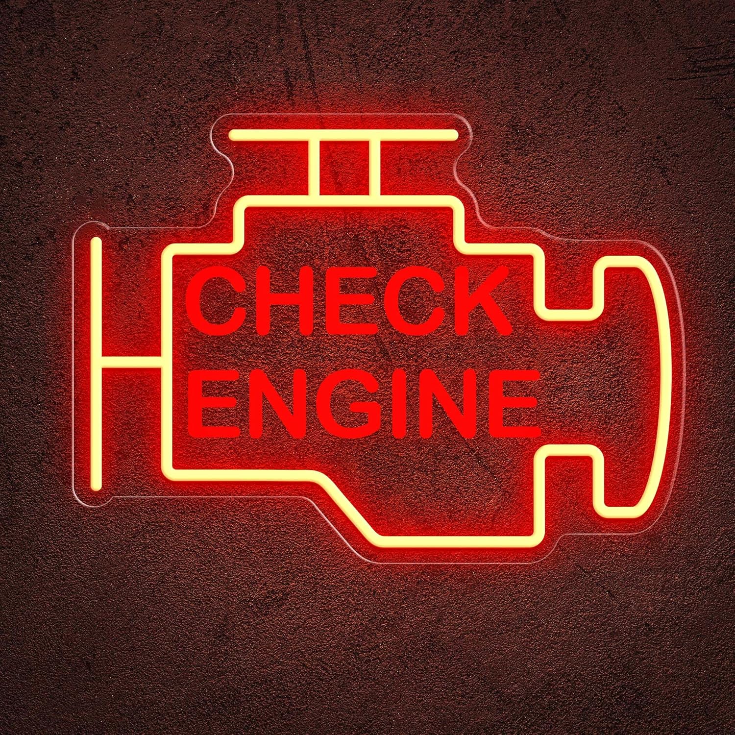 Amazon.com: Check Engine Neon Sign, 15 * 11in Garage Led Neon Light ...