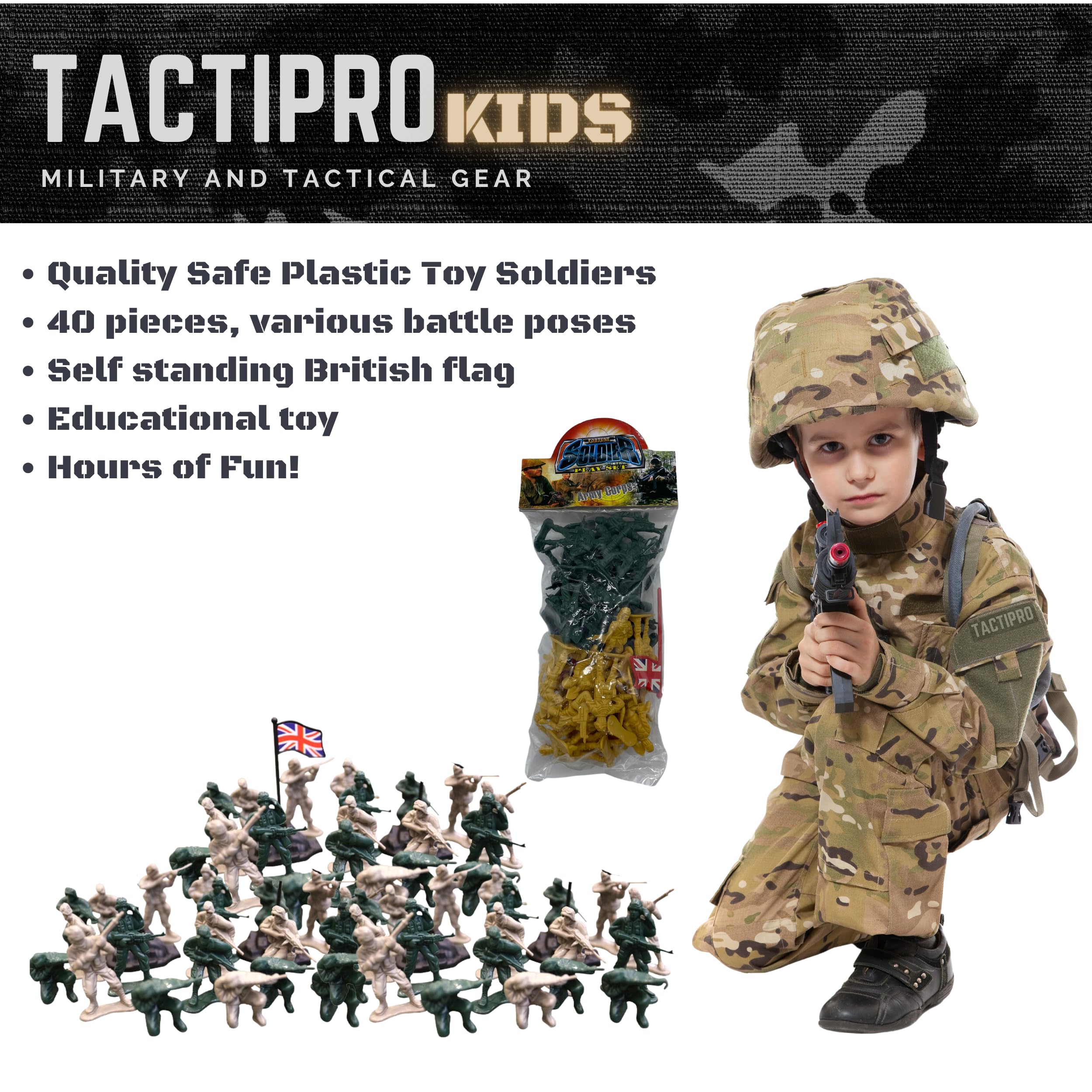 Army Toys Set 40 Piece role play toy soldiers WW2. Plastic realistic ...
