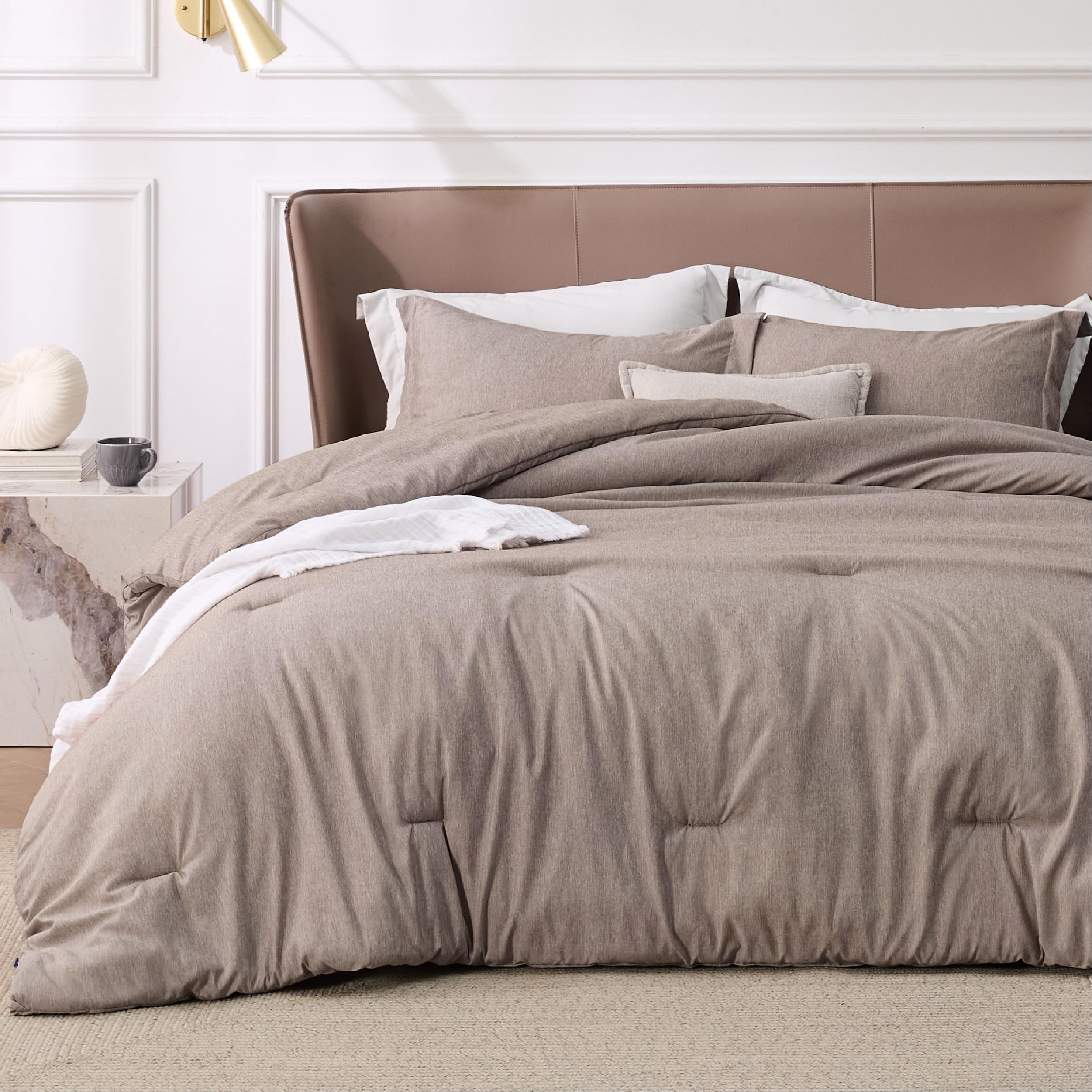 Amazon.com: Bedsure Oversized King Comforter Set - Khaki Oversized King ...