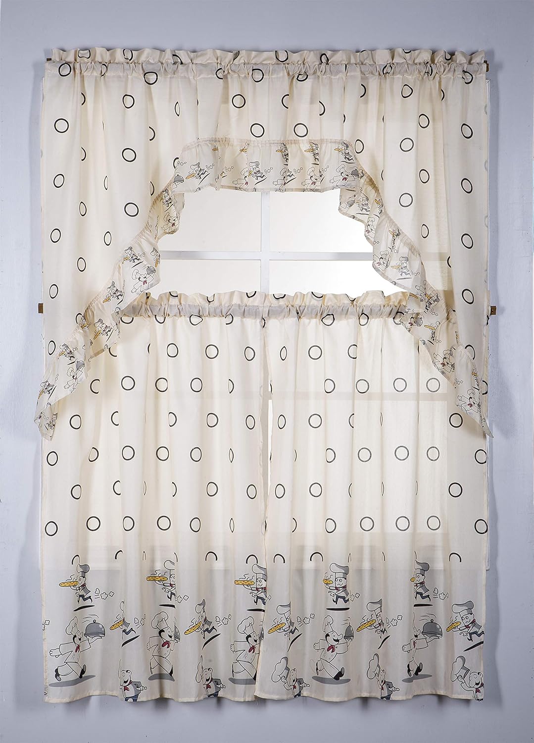 Amazon.com: 3PC Kitchen Window Curtain Set Printed Design,Set includes ...