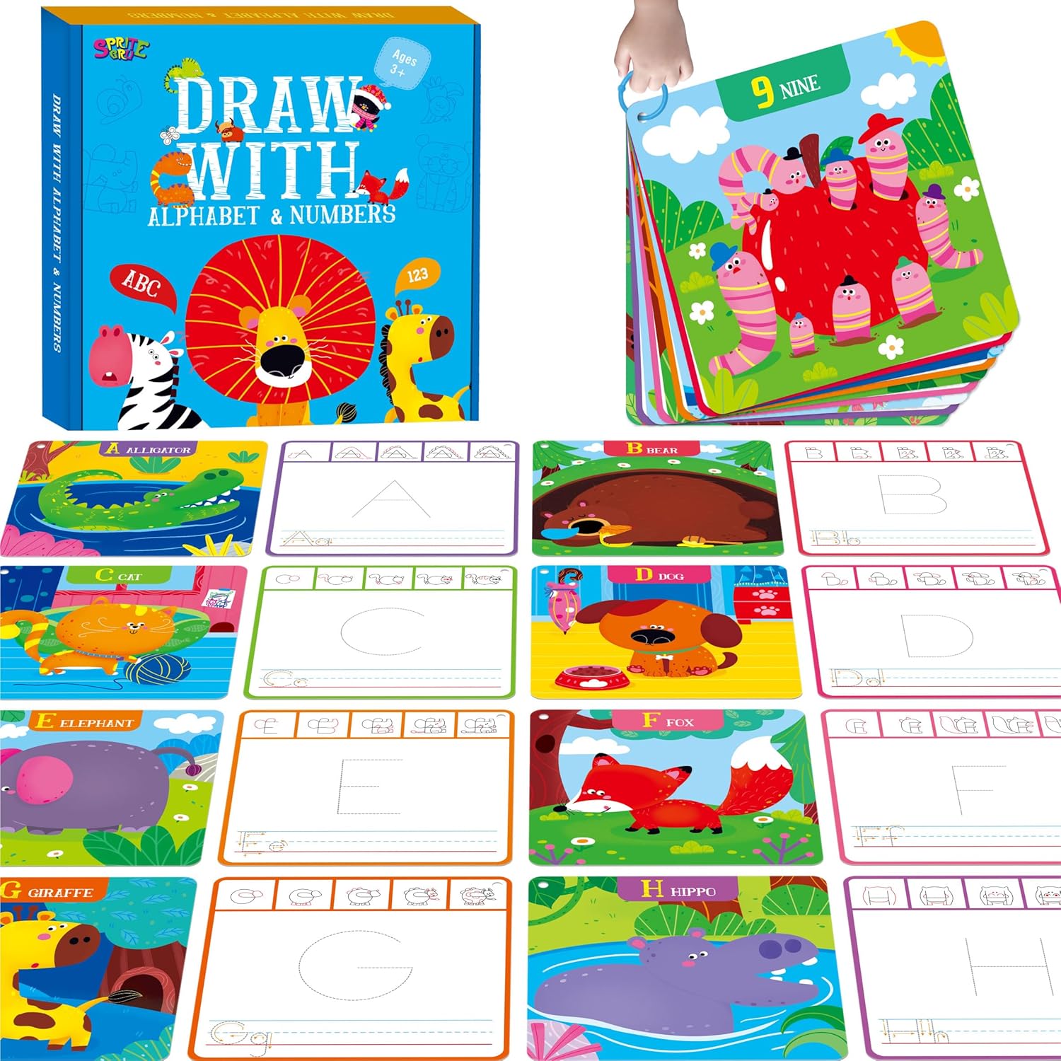 Amazon.com: Draw with Alphabet & Numbers, 36PCS Dry Erase Cards Letters ...