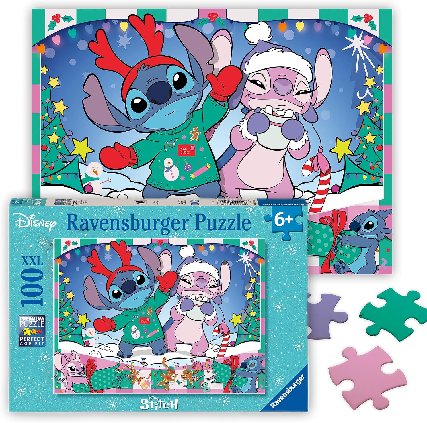 Ravensburger Disney Stitch Christmas 100 Piece XXL Jigsaw Puzzle for ...