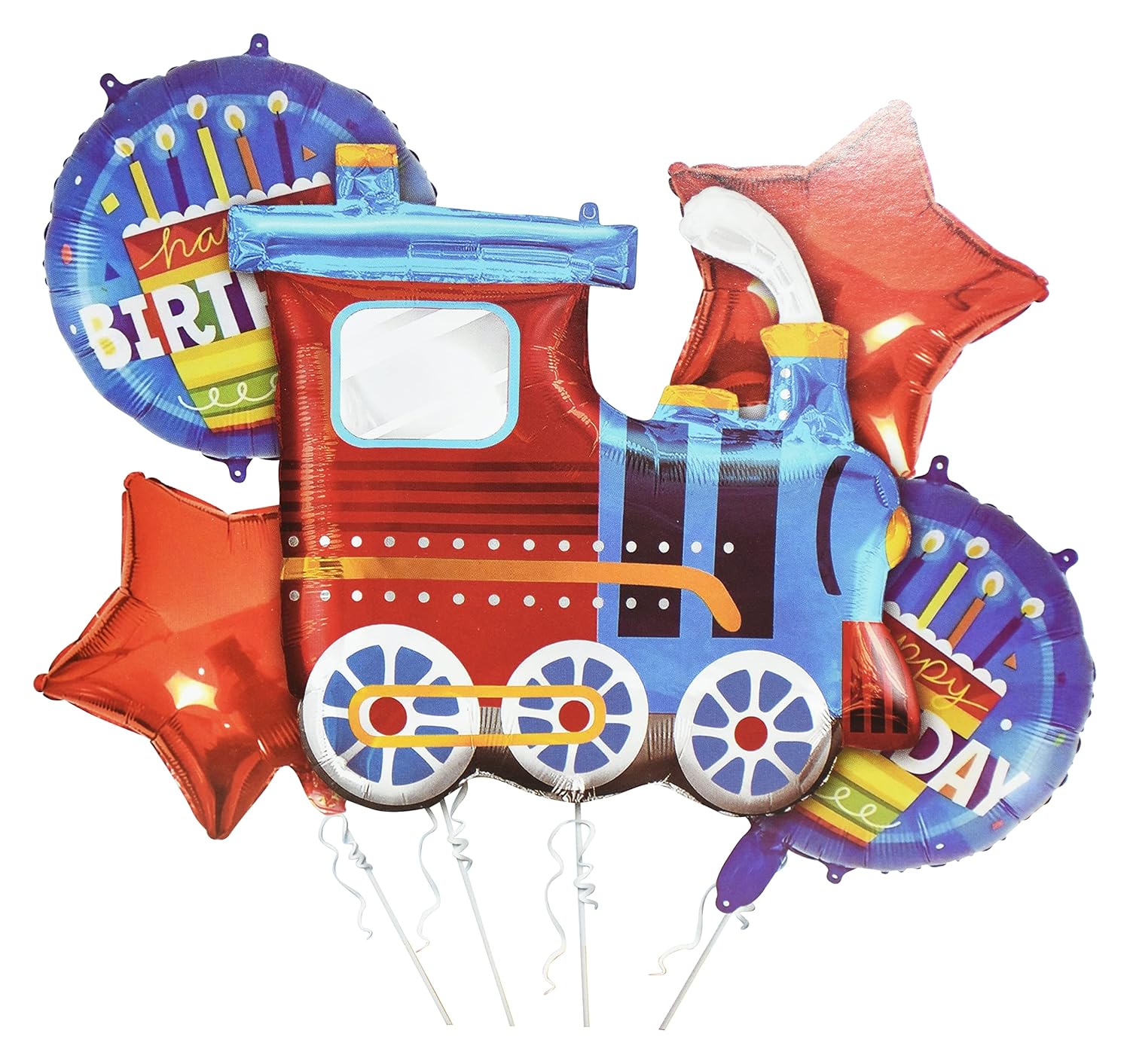 Jagmag® Train Engine Balloons Set, Blue Locomotive Foil Balloons Train ...