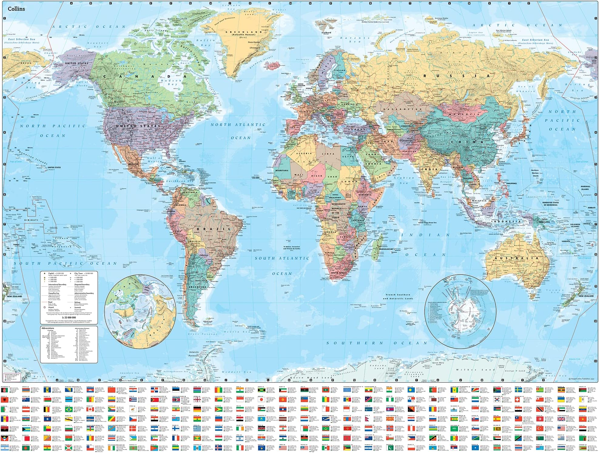 Collins World Wall Laminated Map : Collins Maps: Amazon.de: Bürobedarf ...