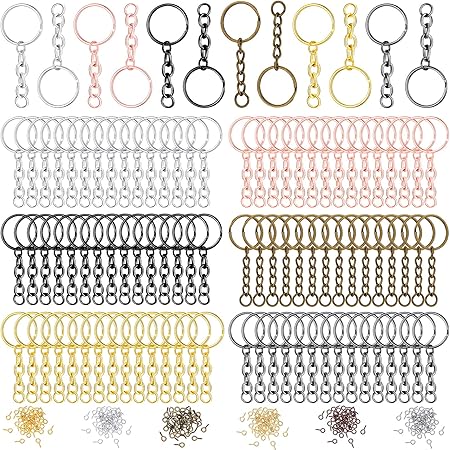 Amazon.com: 100 Pack Key Ring with Chain and Open Jump,1 inch Split ...