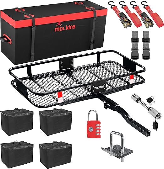Amazon.com: Mockins 500 Lbs Cap Folding Hitch Cargo Carrier Rack & 15 ...