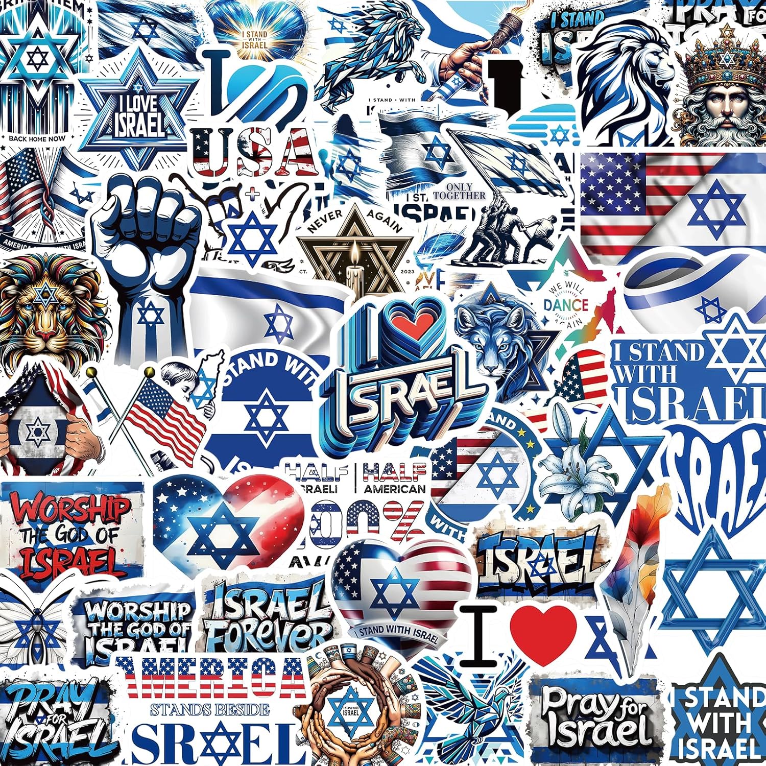 Amazon.com: Israel Stickers 55Pcs - I Stand with Israel America ...