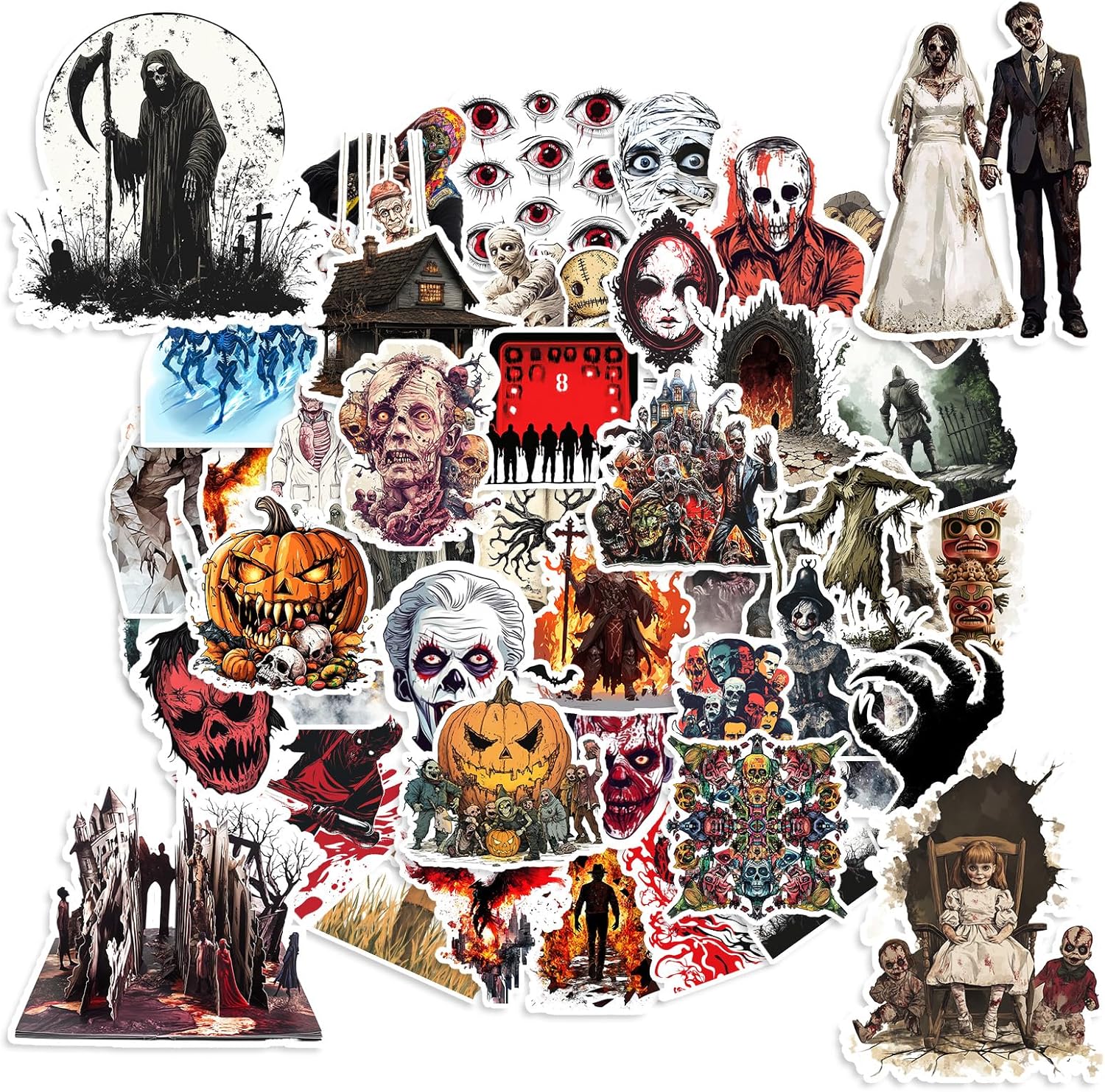 Amazon.com: 50pcs Horror Stickers Bulk: Horror Movie Stickers Packs for ...