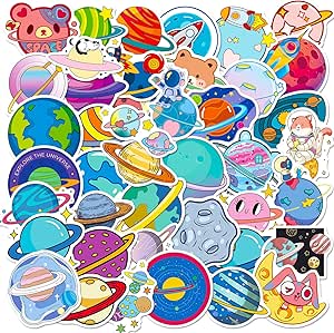 Amazon.com: Outer Space Planets Stickers 50 Pcs Planetary Systems ...