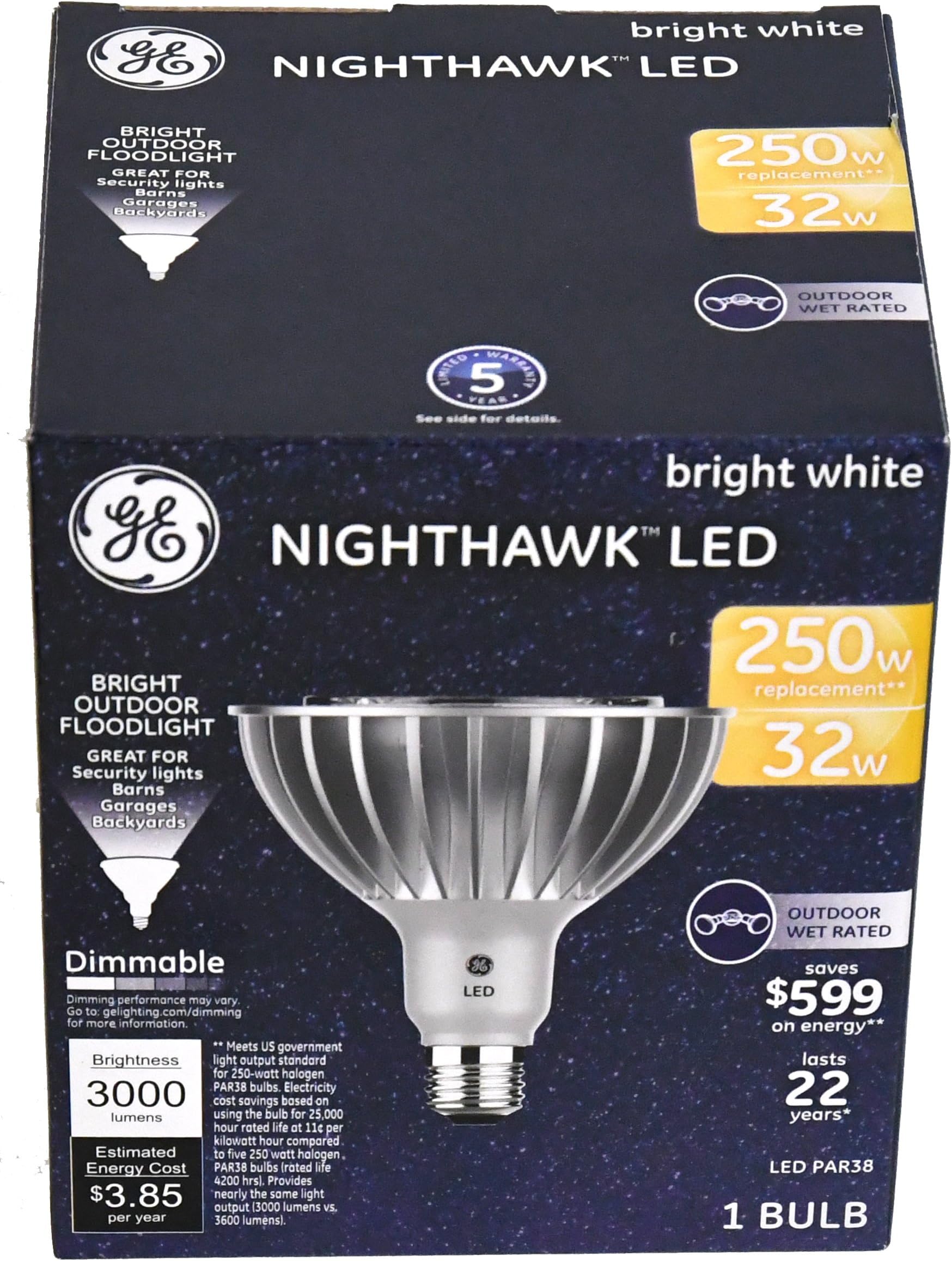 Nighthawk LED 32W GE LED Bright White Outdoor Floodlight 3000 Lumens (1 ...