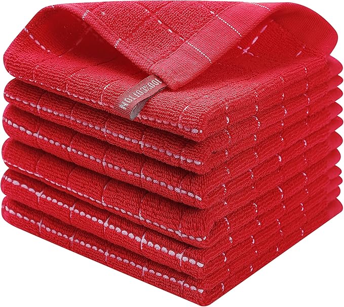 Amazon.com: Homaxy 100% Cotton Terry Kitchen Dish Cloths, Ultra Soft ...