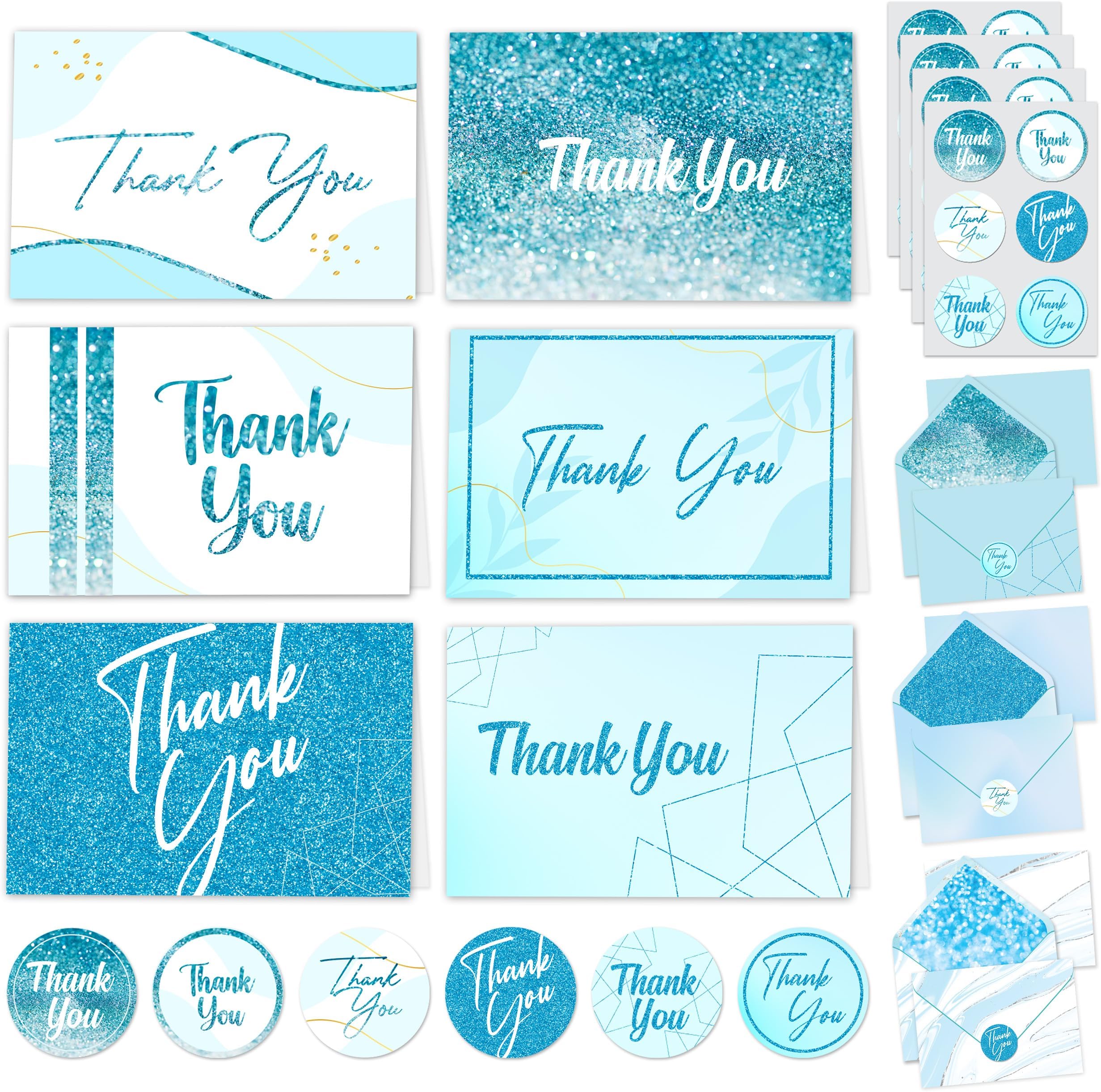 Amazon.com : Decorably Thank You Cards with Envelopes & Stickers ...