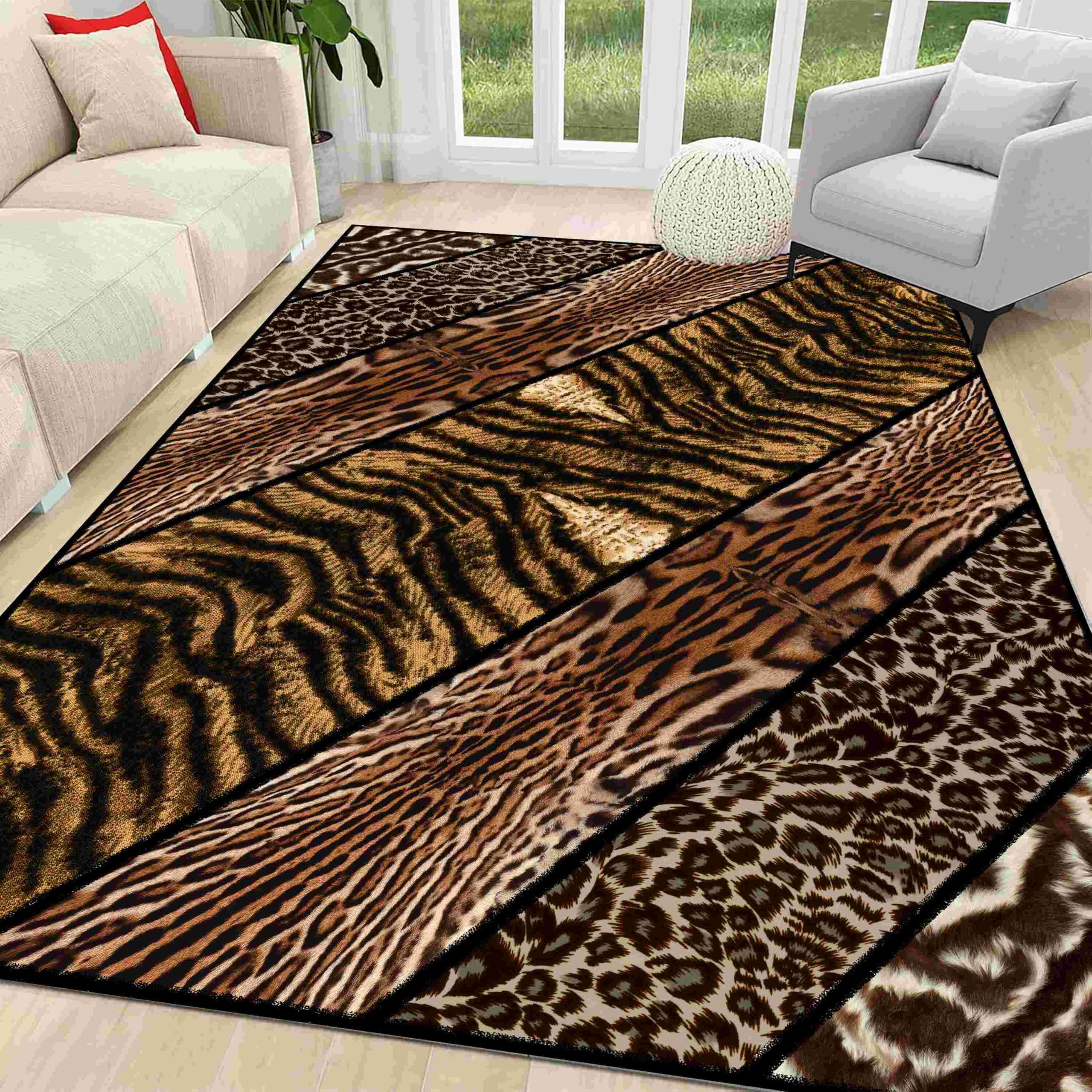 Amazon.com: Animal Print Rugs, 3x5ft, Modern Leopard Tiger Gray Brown ...