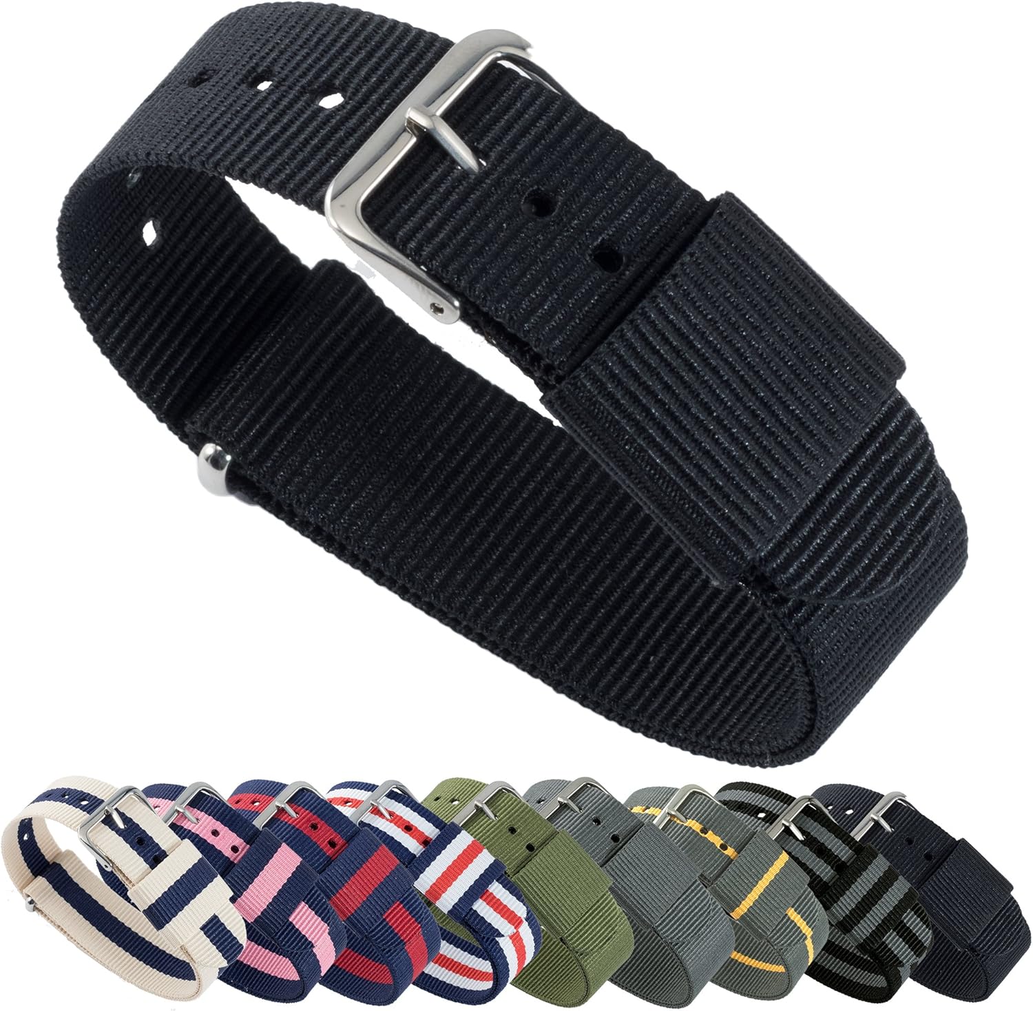Amazon.com: RB Premium Watch Bands - Ballistic Nylon, Stainless Steel ...