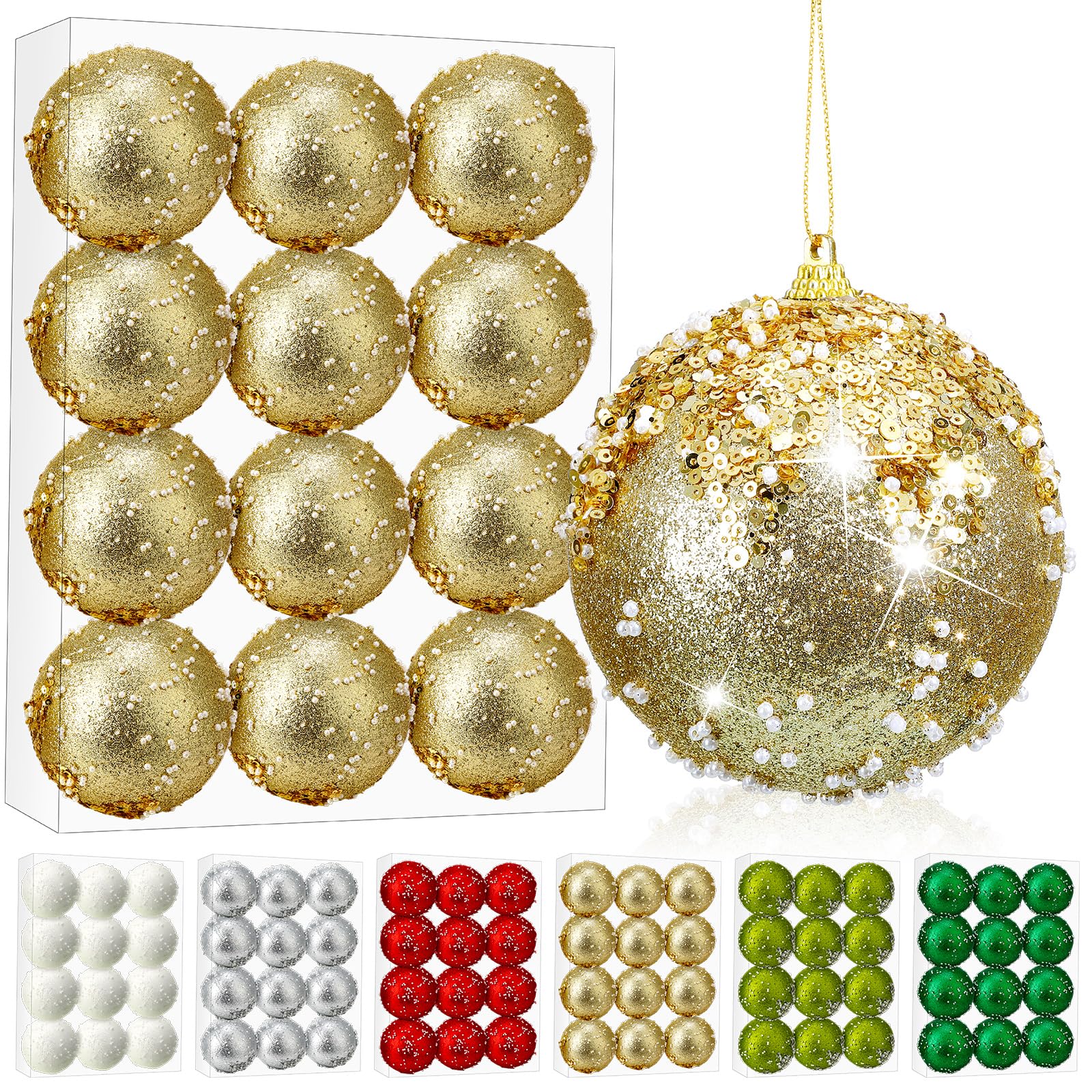 Amazon.com: Vercraft 12 Pieces 3 Inch Christmas Ball Ornaments Glitter ...