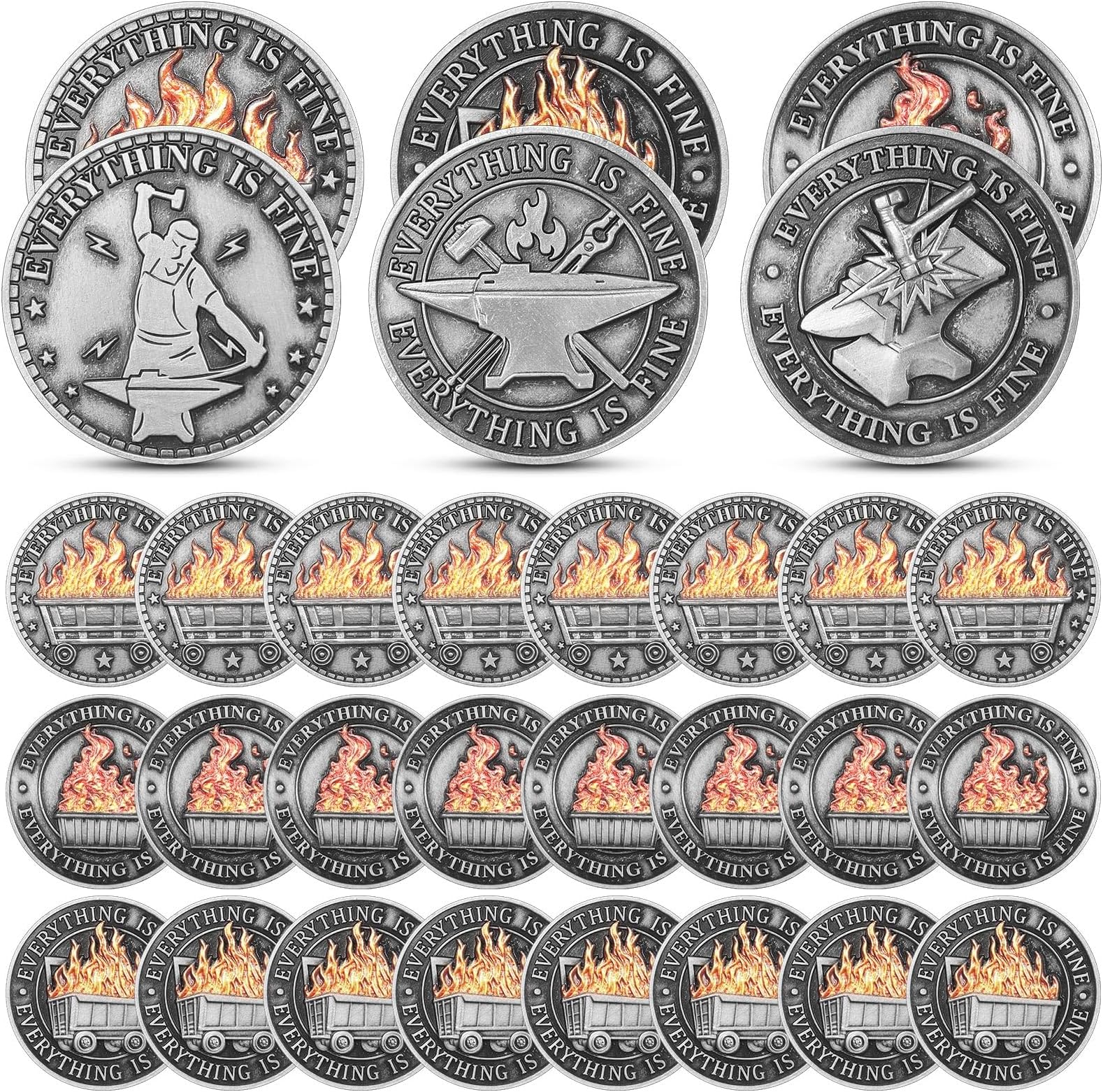Amazon.com : 3-Pcs Dumpster Challenge Fire Coin - Funny Dumpster Fire ...