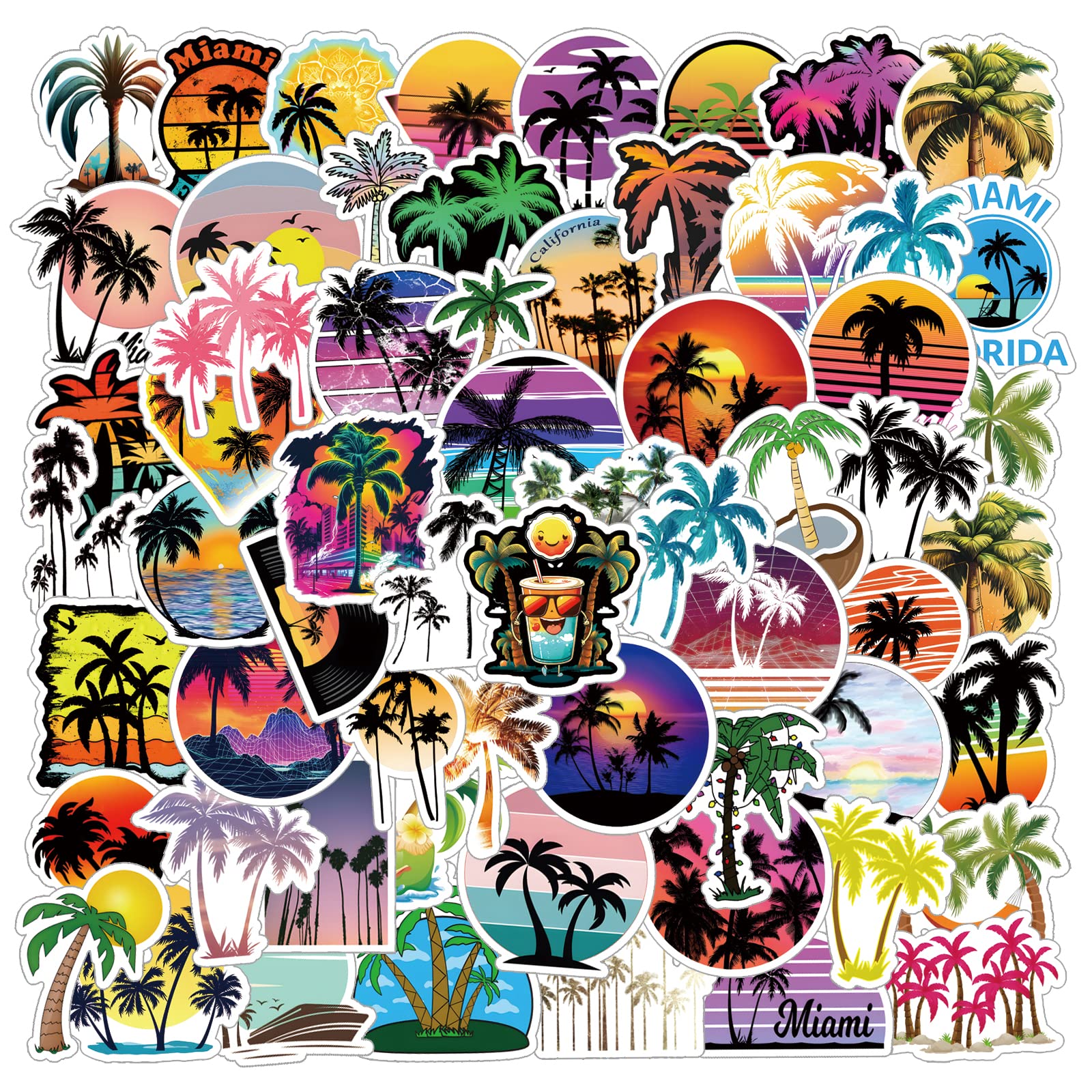 Amazon.com: 61Pcs Palm Tree Stickers Pack, Cartoon Cute Vinyl ...