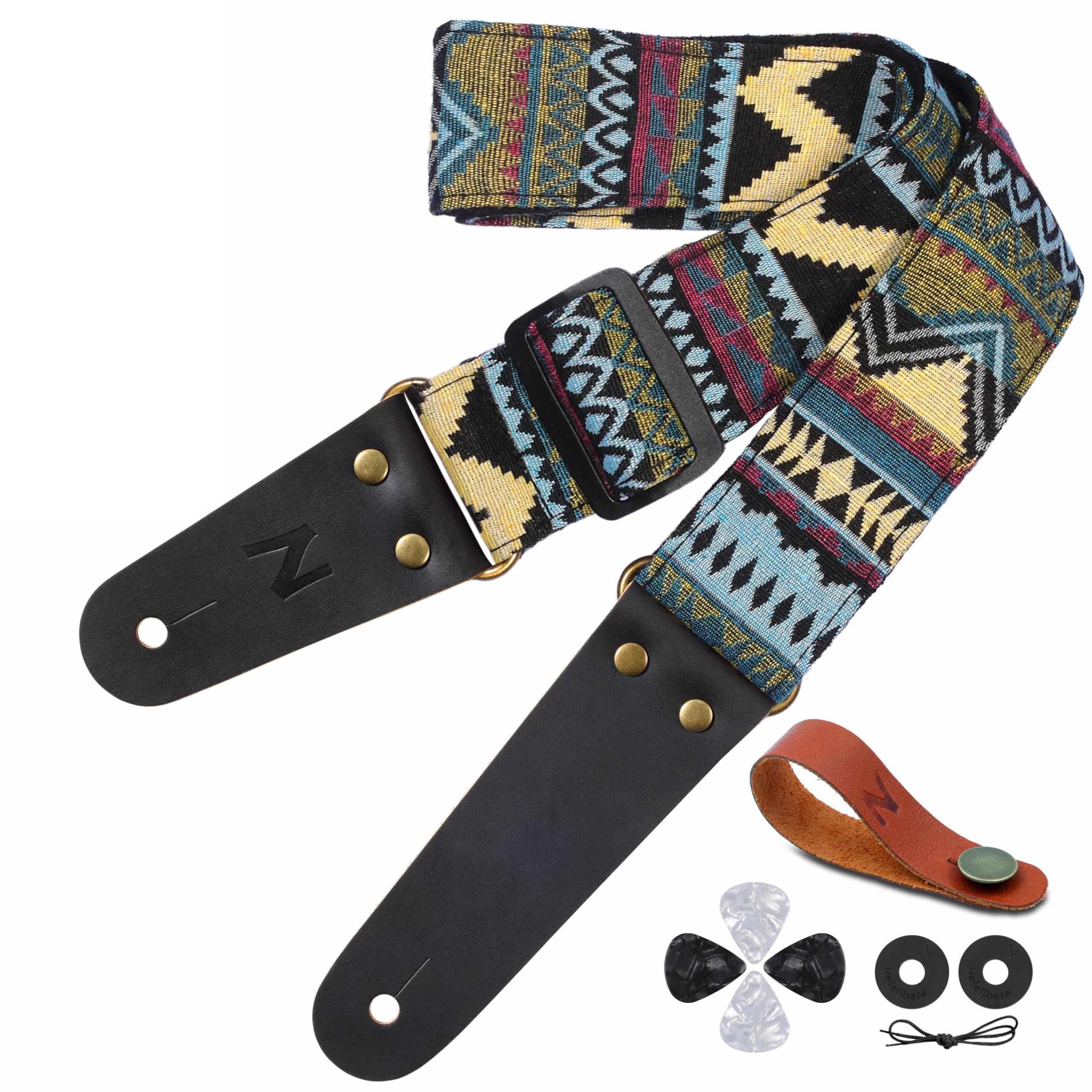 Nefelibata Guitar Strap, Vintage Embroidered Cotton Guitar Straps with ...
