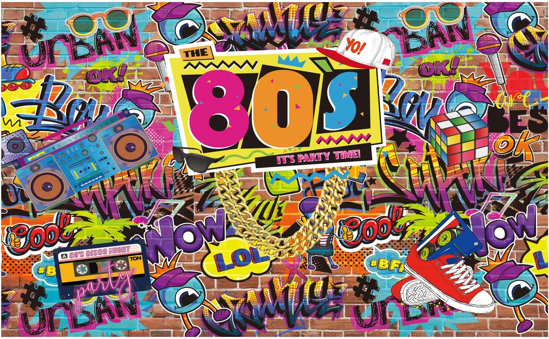 Amazon.com : SENDY 7x5ft 80'S Theme Backdrop 80's Hip Hop Disco ...