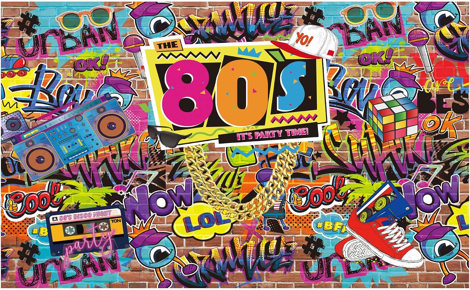 Amazon.com : Allenjoy 80s Party Backdrop for Pictures Hip Hop Rock Punk ...