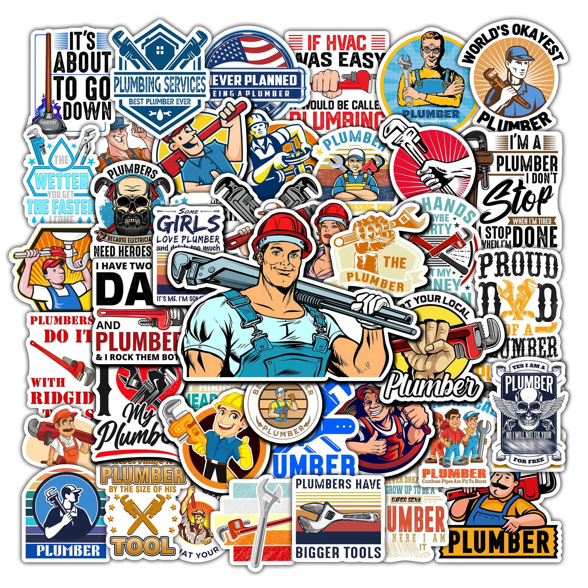 Amazon.com: BIGZORO Pack 50 PCS Plumber Stickers for Adults Men Pipe ...