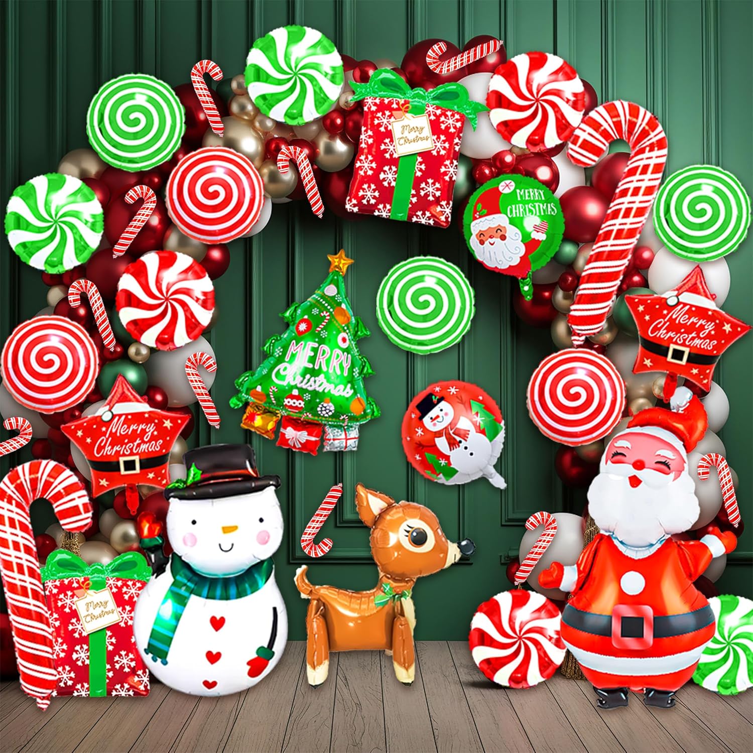 Amazon.com: 40PCS Christmas Foil Balloons,Large Sugarcane Sugar Vortex ...