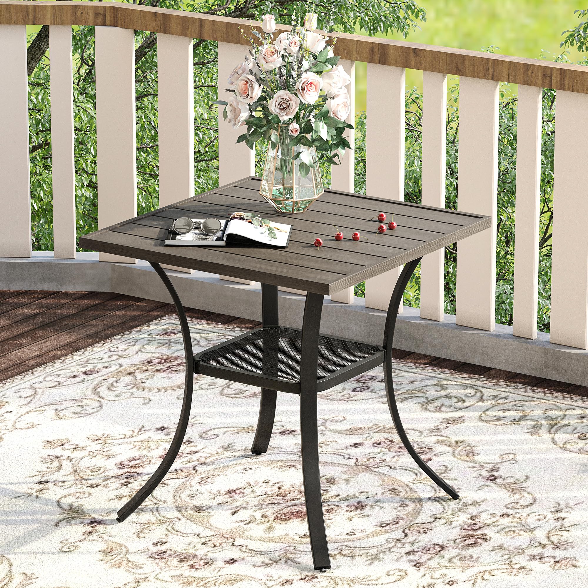 Amazon.com: VICLLAX Small Square Outdoor Patio Table, All Weather Metal ...