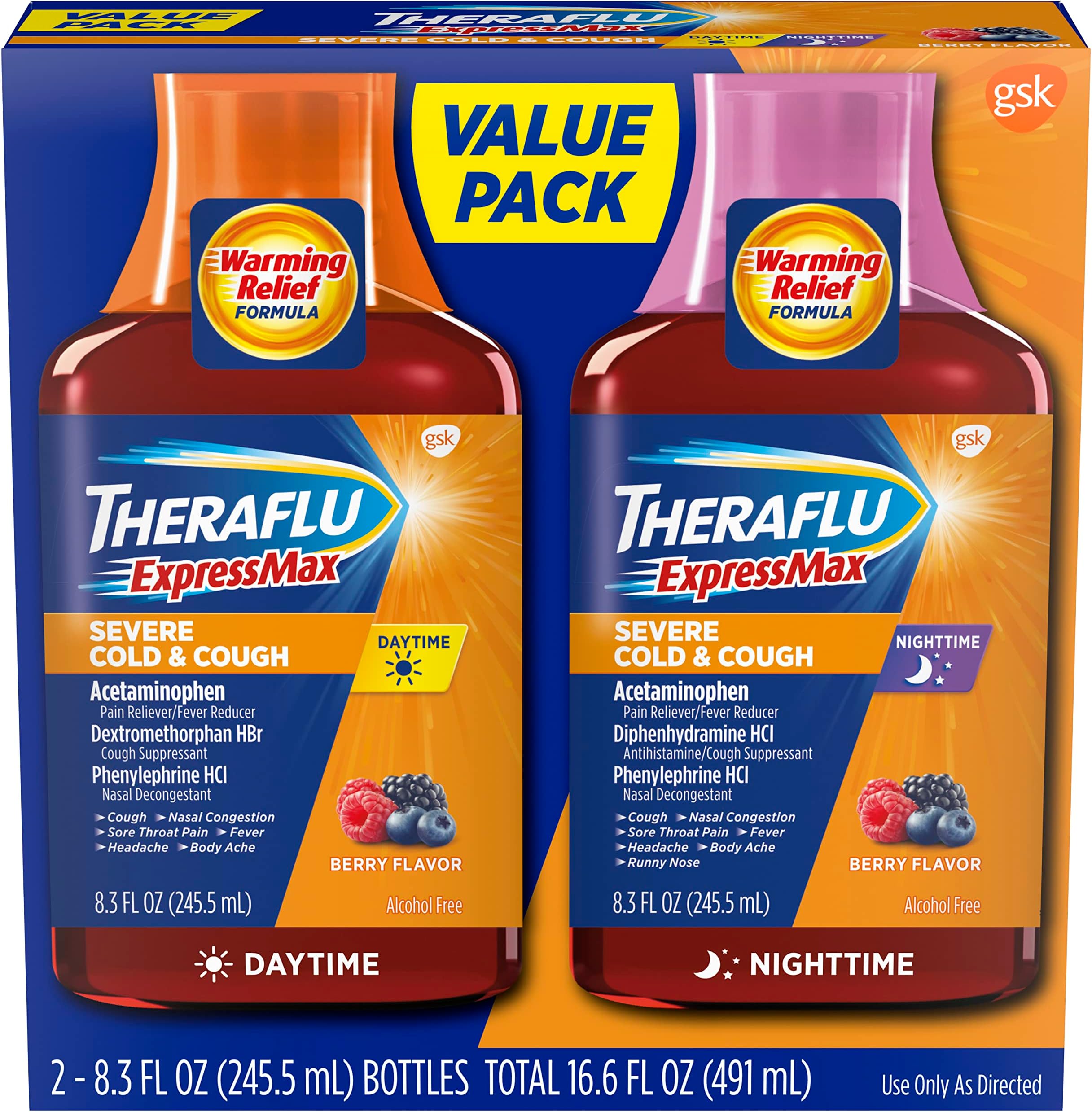 Amazon.com: Theraflu Powder for Daytime Severe Cold and Cough, Berry ...