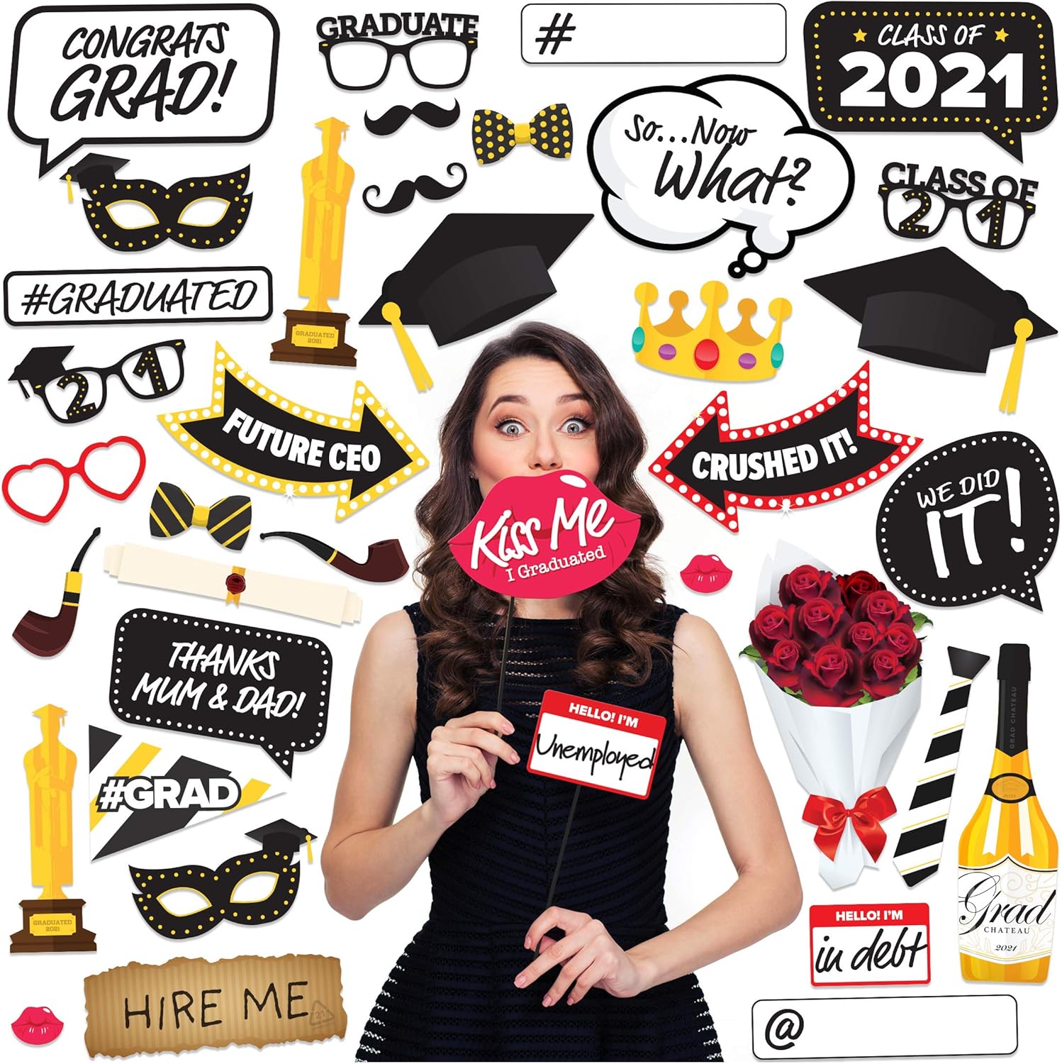 Amazon.com: Graduation Photo Booth Props 2021 38pcs Set – Graduation ...