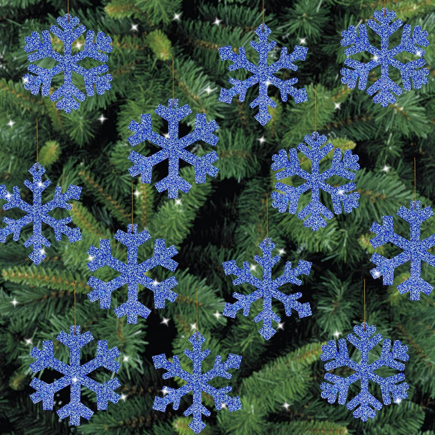 Amazon.com: Oeyliz Snowflakes Christmas Tree Decorations Felt Blue ...