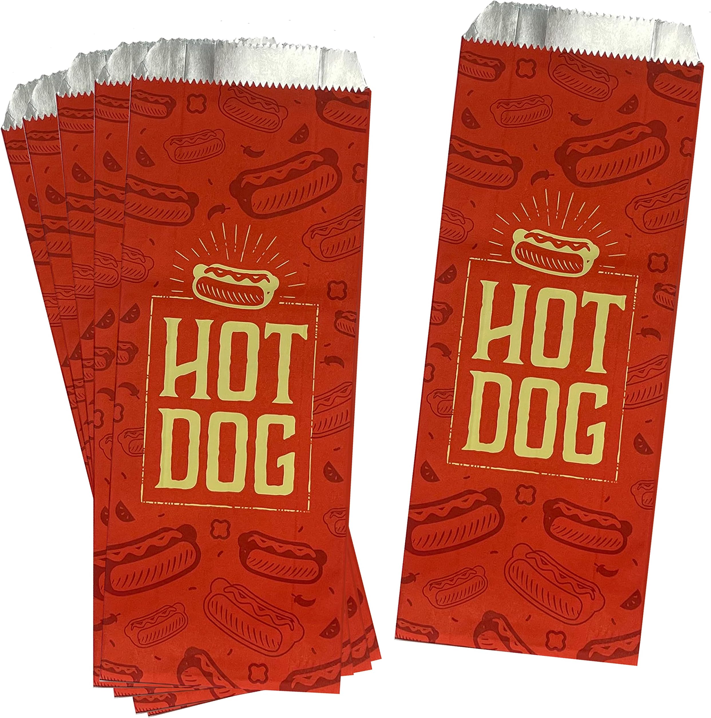 Amazon.com: Printed Foil Hot Dog Bags - 50 Pack - Silver Red by Outside ...