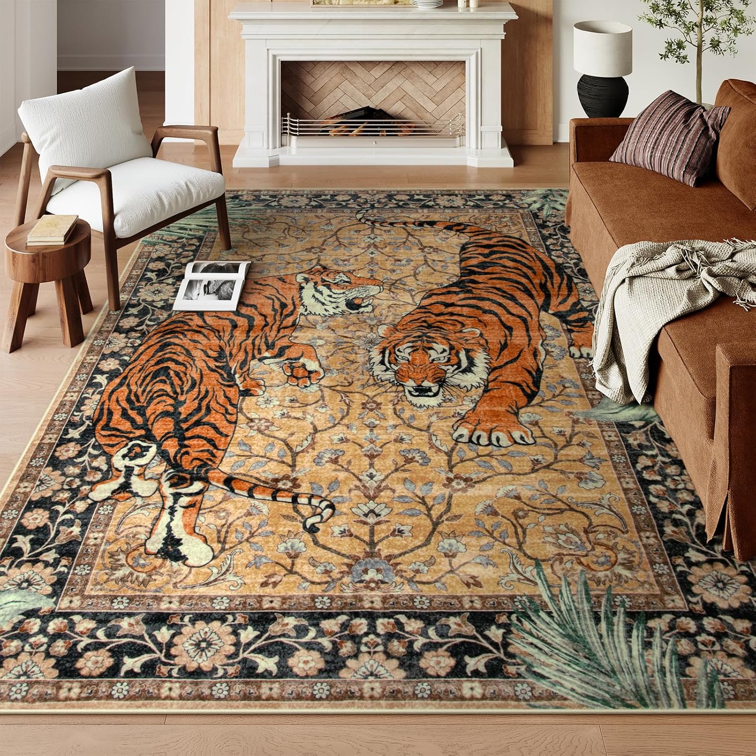 Amazon.com: Moynesa Tiger 8x10 Area Rug, Washable Boho Rugs for Living ...