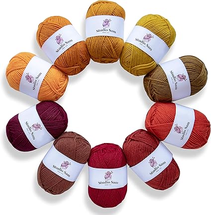 Amazon.com: Studio Sam Acrylic Yarn Set. Ten Large 50g Skeins. Total ...