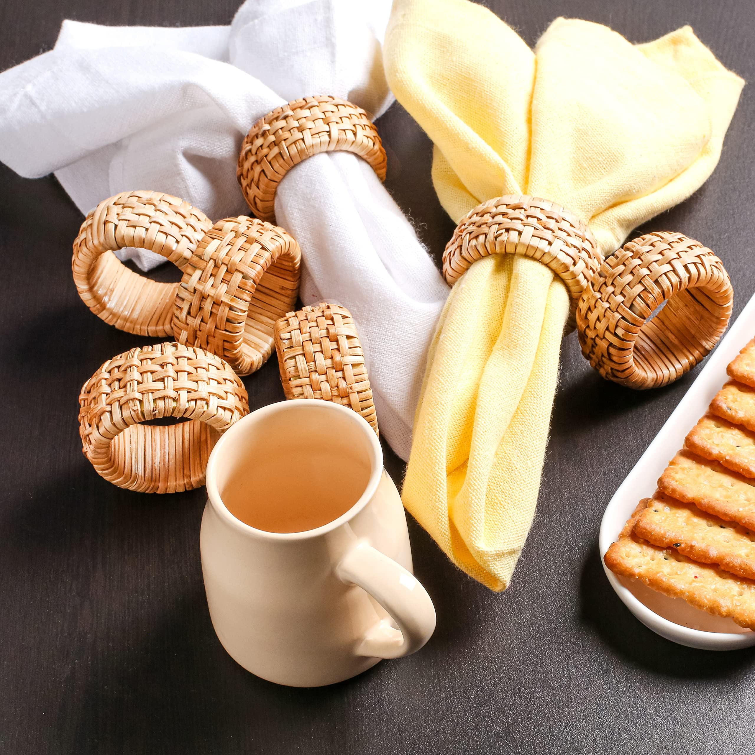 Amazon.com: Artifacts Trading Company Rattan 6-Piece Oval Napkin Ring ...