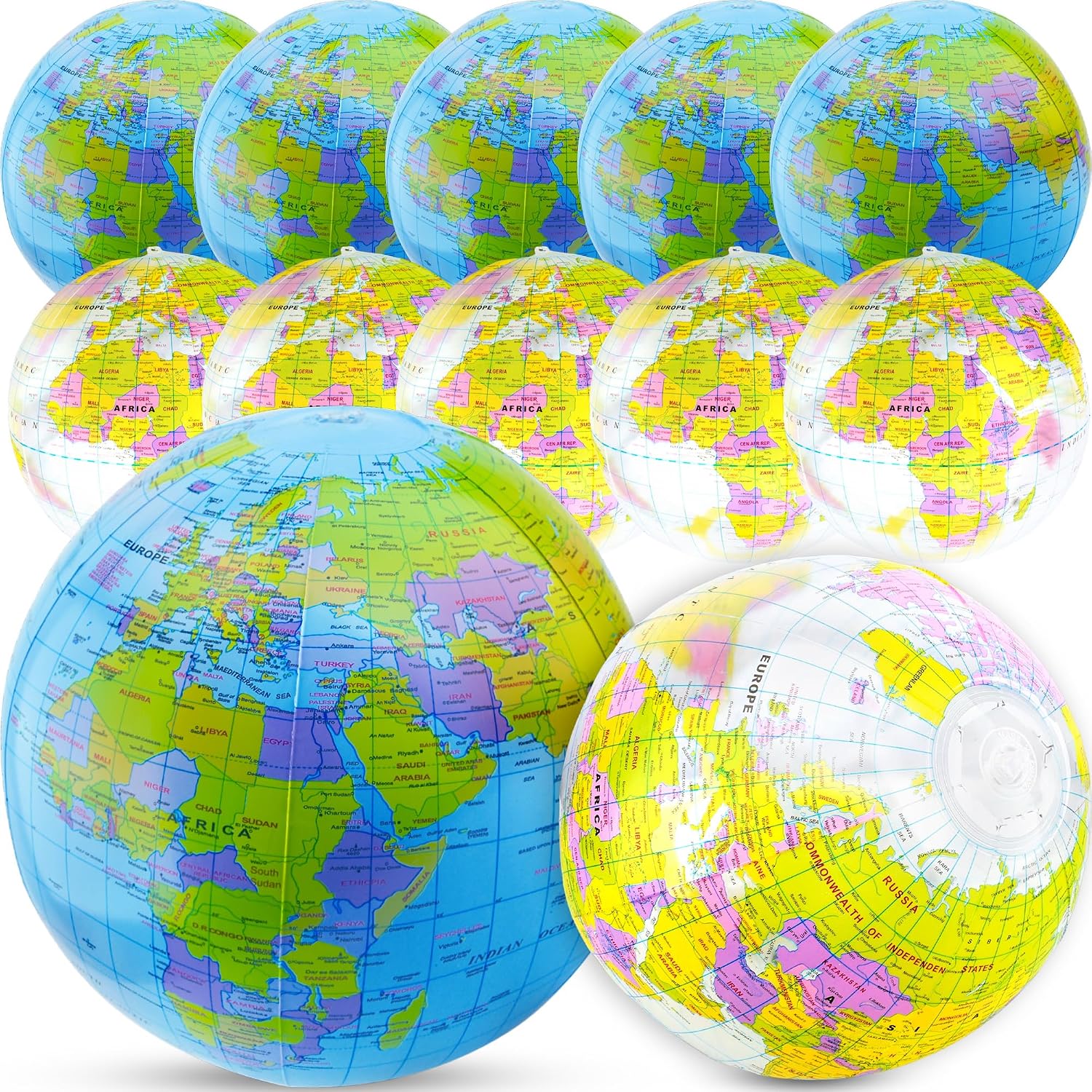Amazon.com: Feradny 12 Pack 12 inches Inflatable Globe Blow up World ...