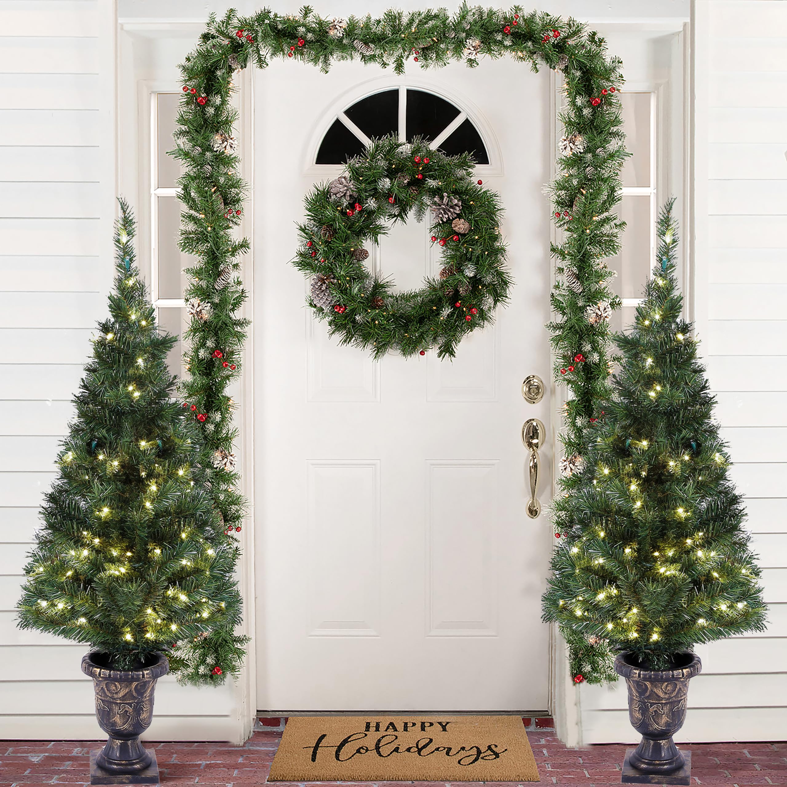 Small Artificial Lighted Outdoor Christmas Trees 4.5ft Prelit Premium