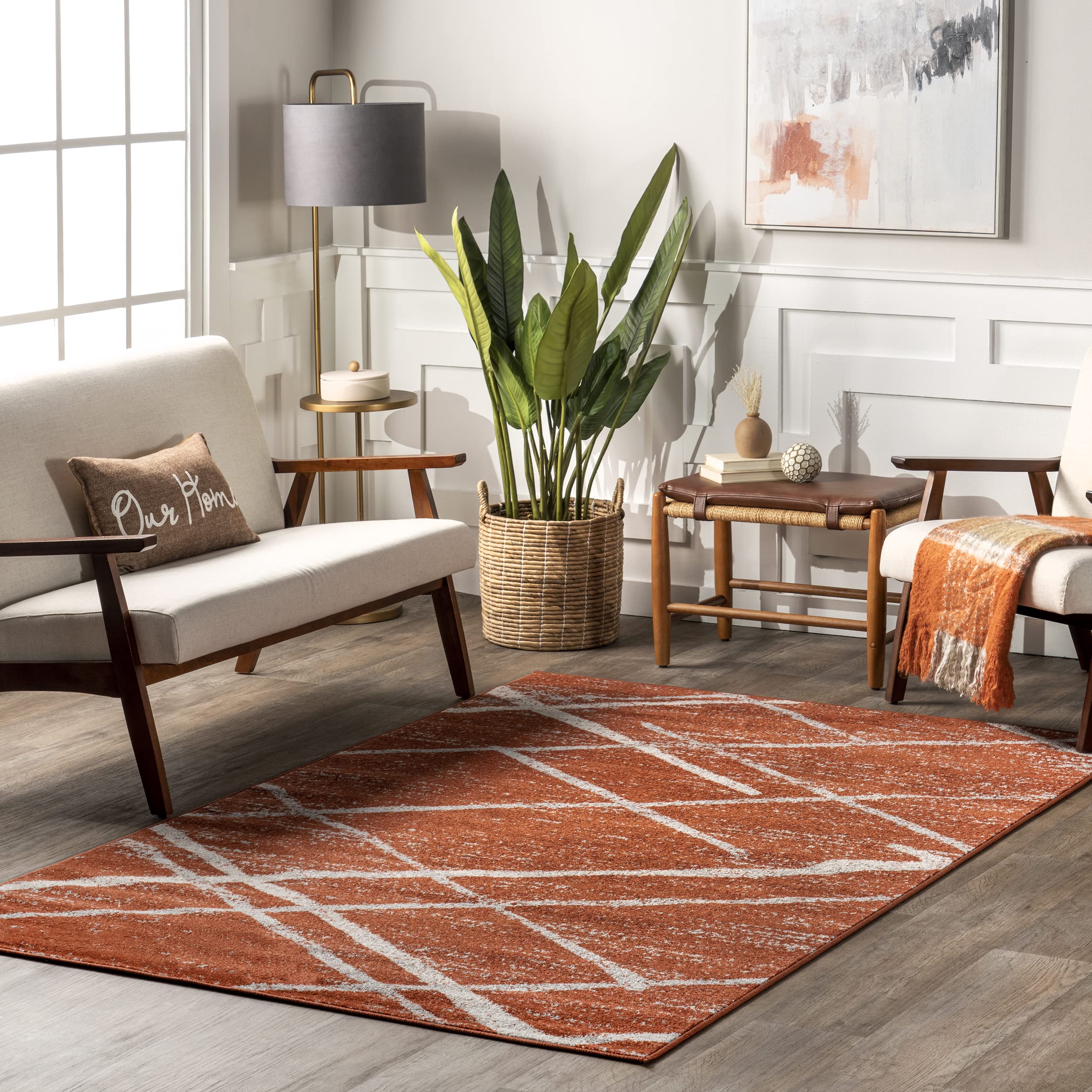 Amazon.com: nuLOOM 5x8 Thigpen Contemporary Area Rug, Dark Orange ...