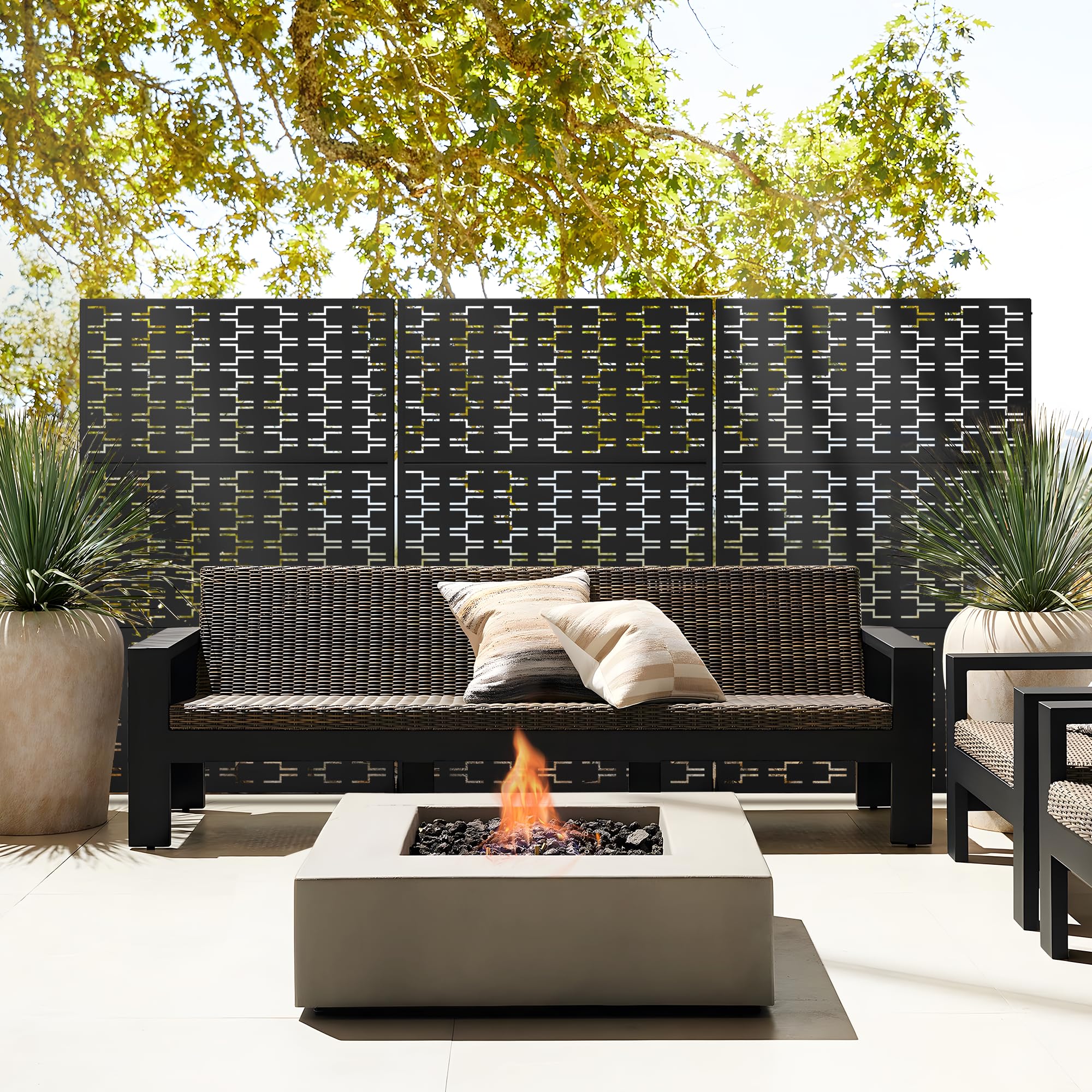 Snapklik.com : Metal Privacy Screen Outdoor 72" H47" W, Freestanding ...