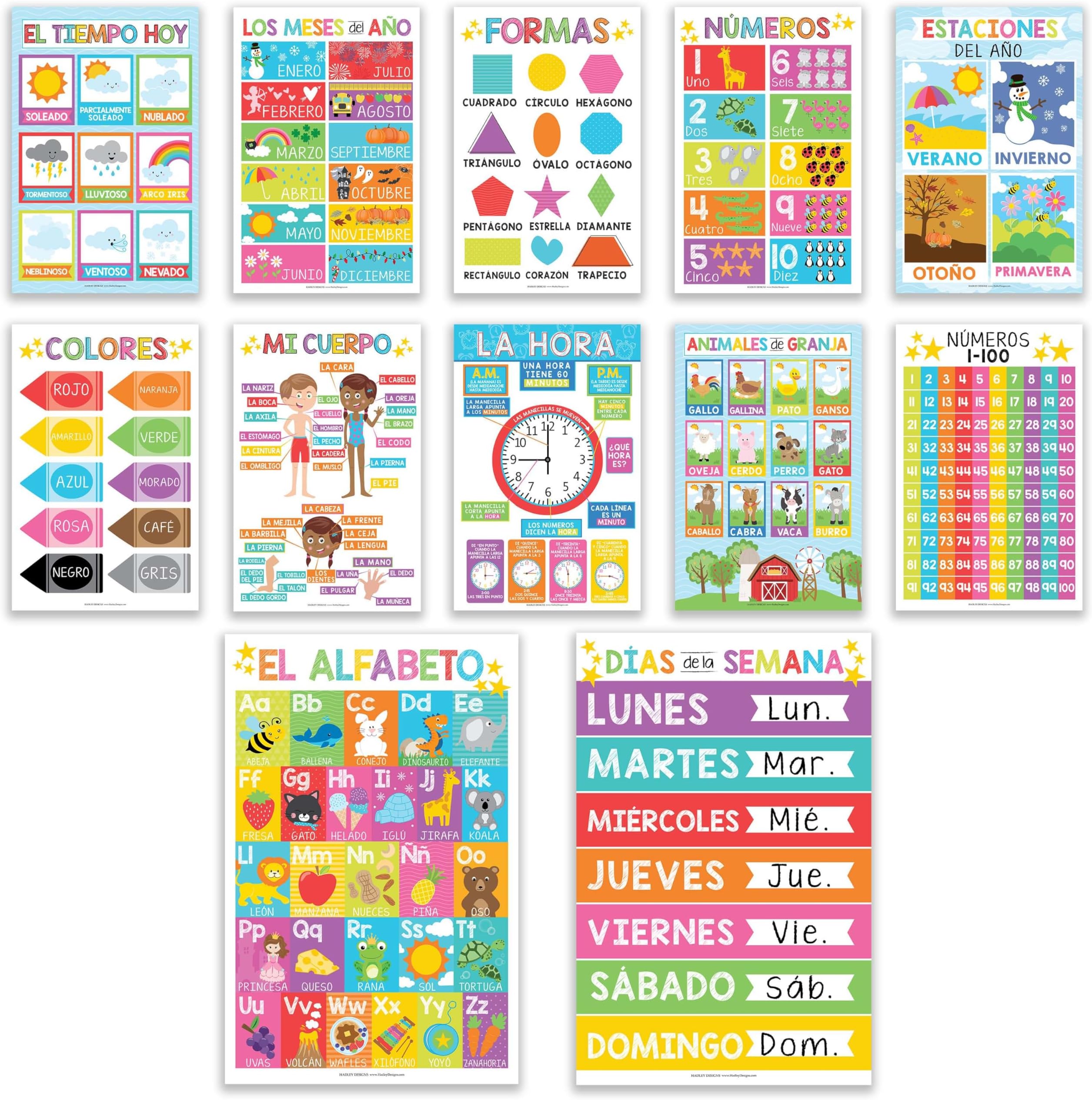 Amazon.com: Spanish Language School Poster - Days of The Week - Wall ...