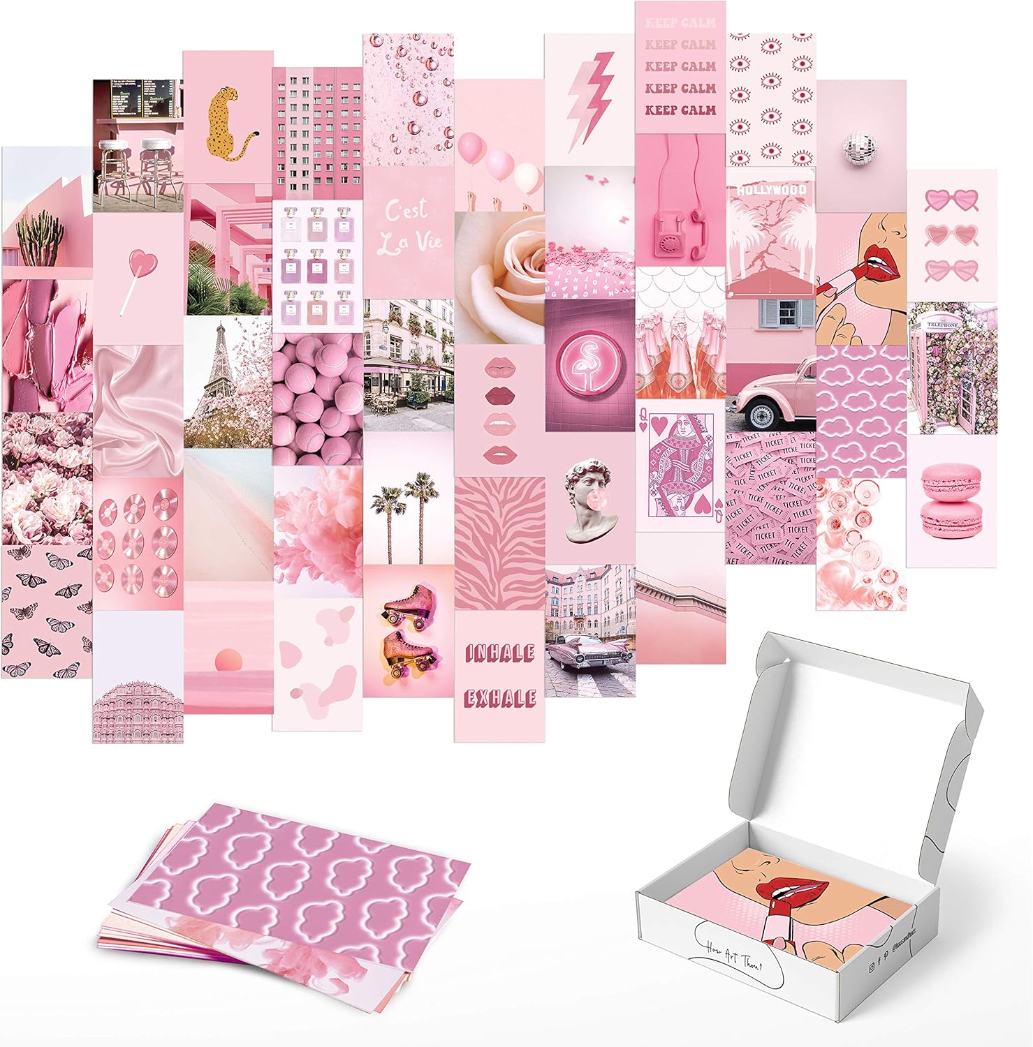 Haus and Hues – Kit de collage estético de color rosa de pared, juego ...