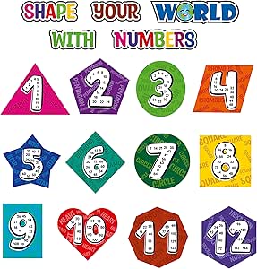Amazon.com: easykart labels Shapes and Number Cut Outs 1 to 12 ...