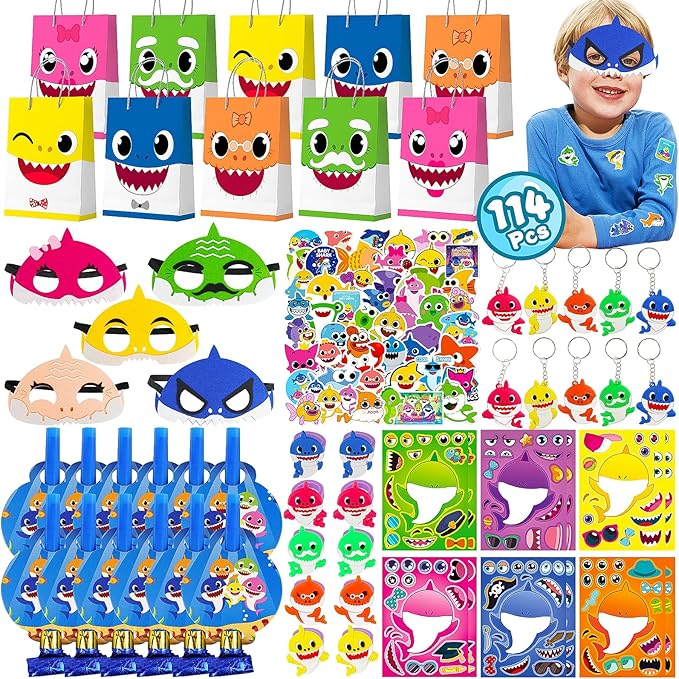 Amazon.com: Shark Party Favors Bags and Party Toy Stuffing Including 10 ...