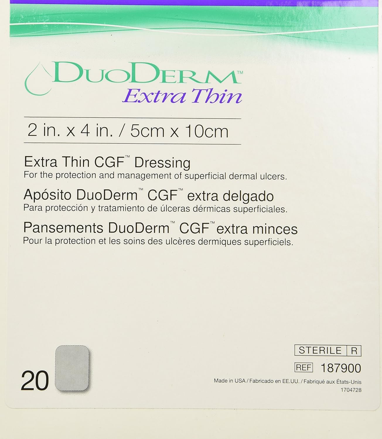 Duoderm 187900 - Extra Thin 2" x 4" Rectangle (Box of 20 Dressings ...