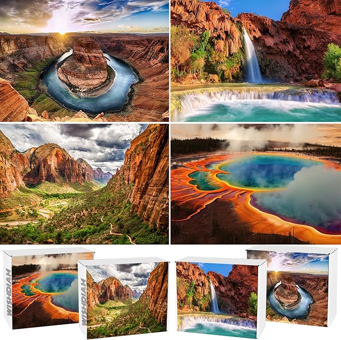 Amazon.com: 4 Pack Puzzles for Adults 1000 Pieces Zion & Yellowstone ...