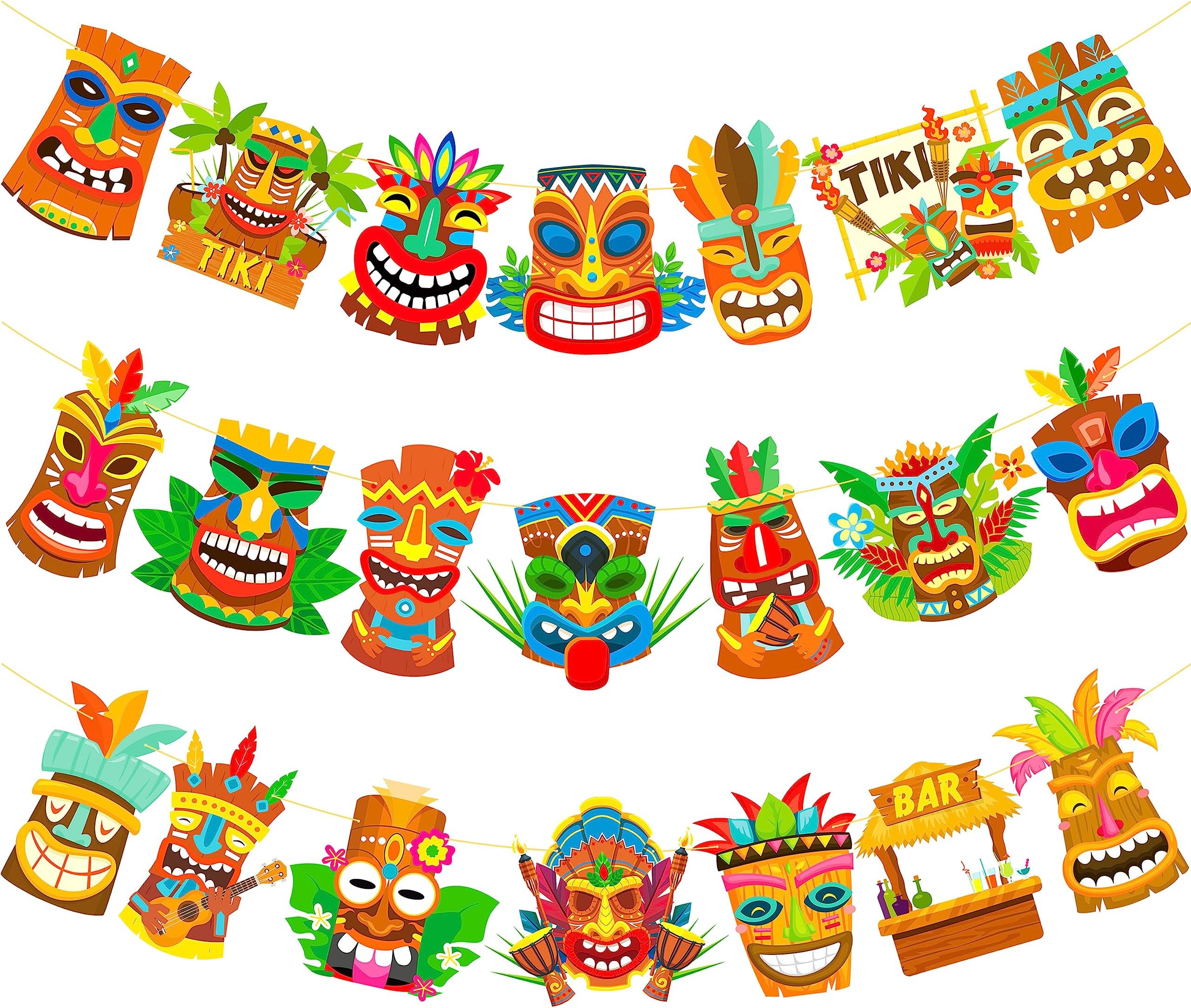 Amazon.com: Hawaii Tiki Banner Hawaiian Luau Birthday Party Banners ...