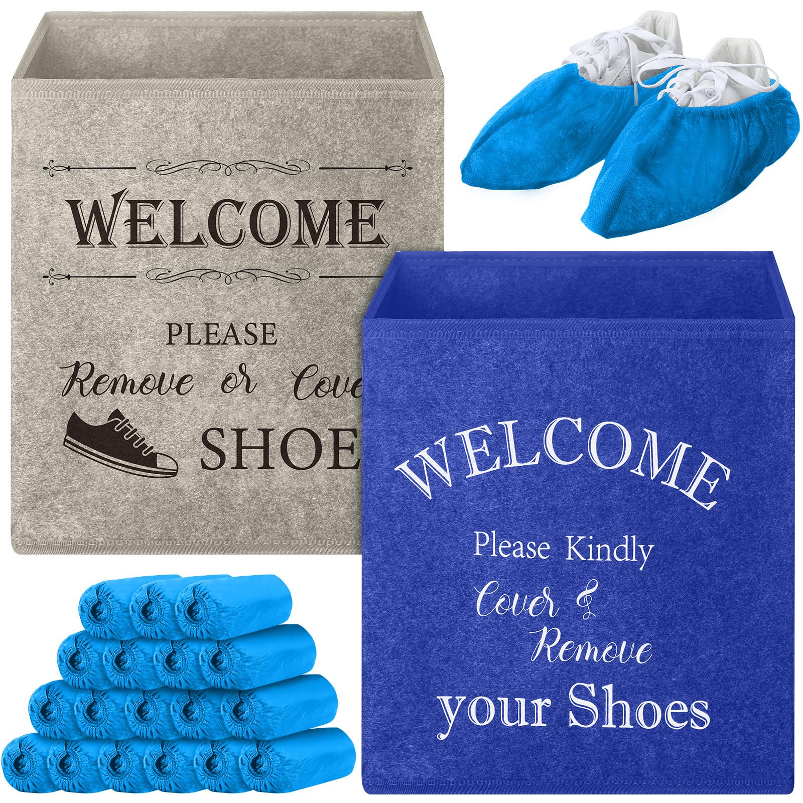 Amazon.com: Yiyiring 2 Pcs Shoe Covers Box with 200 Pcs Disposable Non ...
