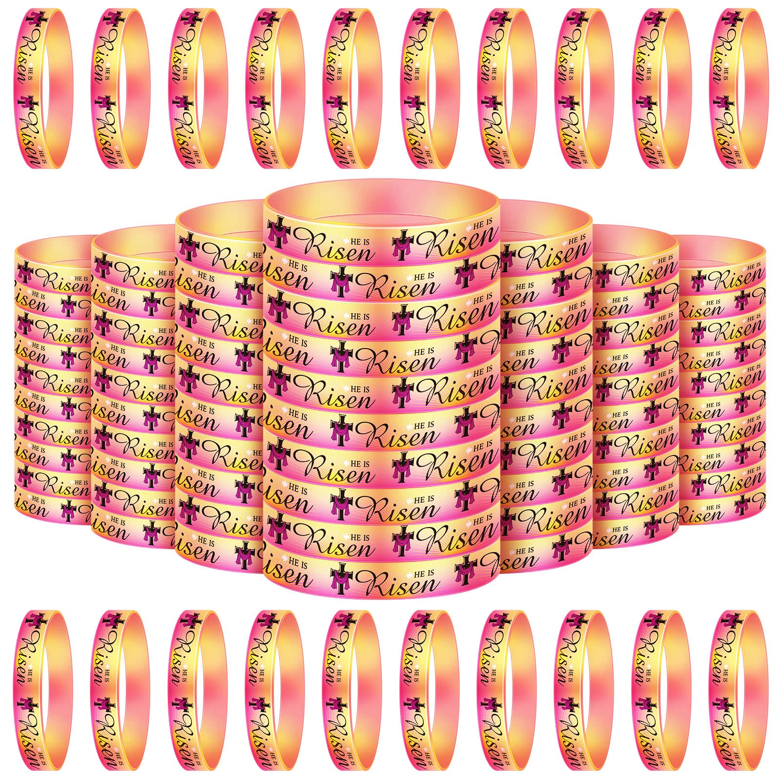 Amazon.com: Sosation 60 Pcs Easter Jesus Bracelets Christian Rubber ...