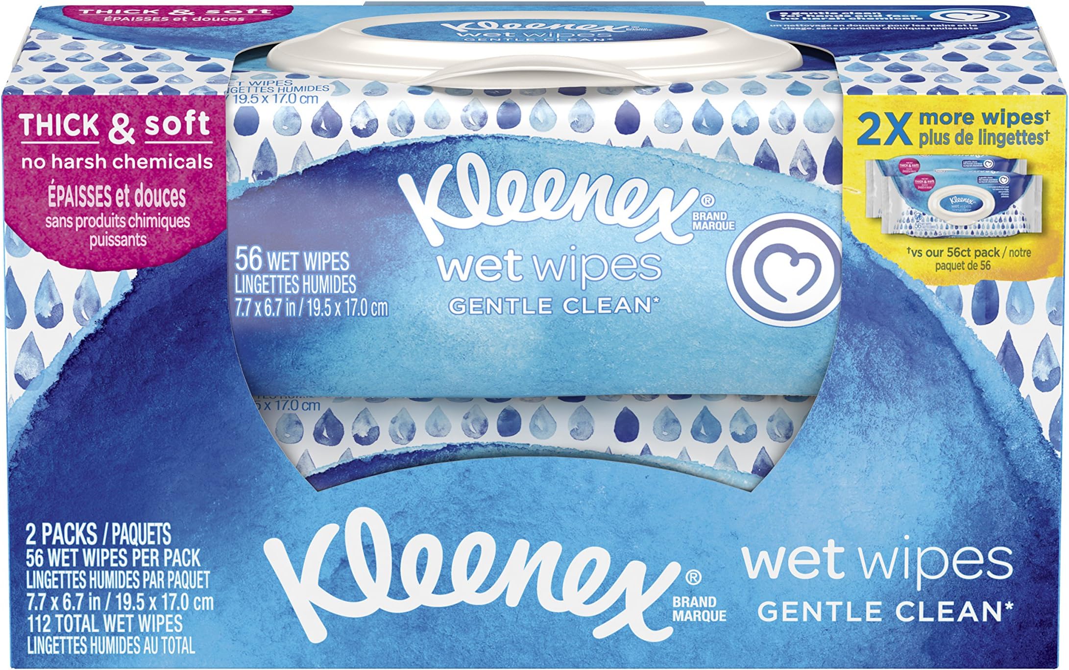 Amazon.com: Kleenex Wet Wipes Gentle Clean for Hands, 2 Flip-Top Packs ...