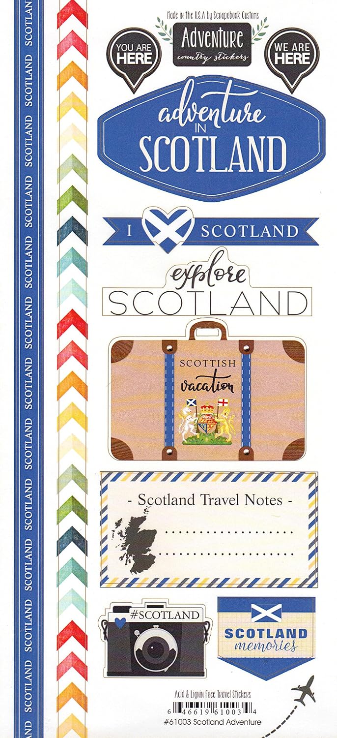 Amazon.com: Scotland Adventure Cardstock Scrapbook Stickers (61003 ...