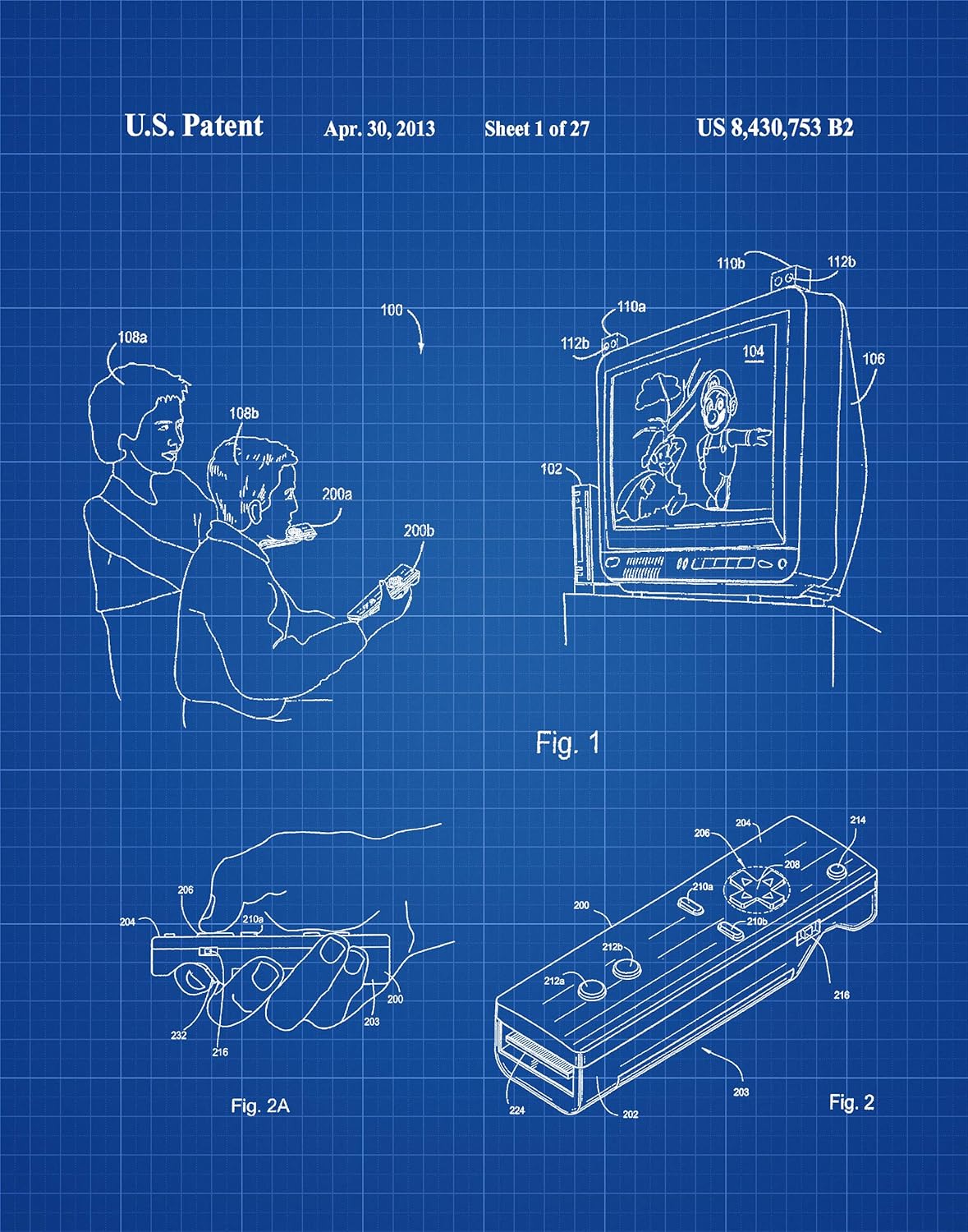 Large Computer Art Nintendo Wii Poster Video Game Patent Nintendo Decor ...